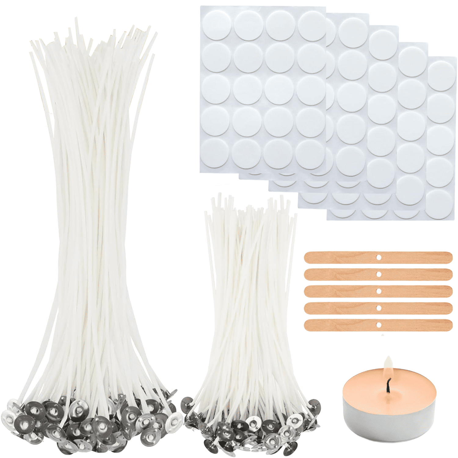 XKDOUS Candle Wicks 200 Pcs (6 inch, 8 inch) with 100Pcs Candle Wick ...