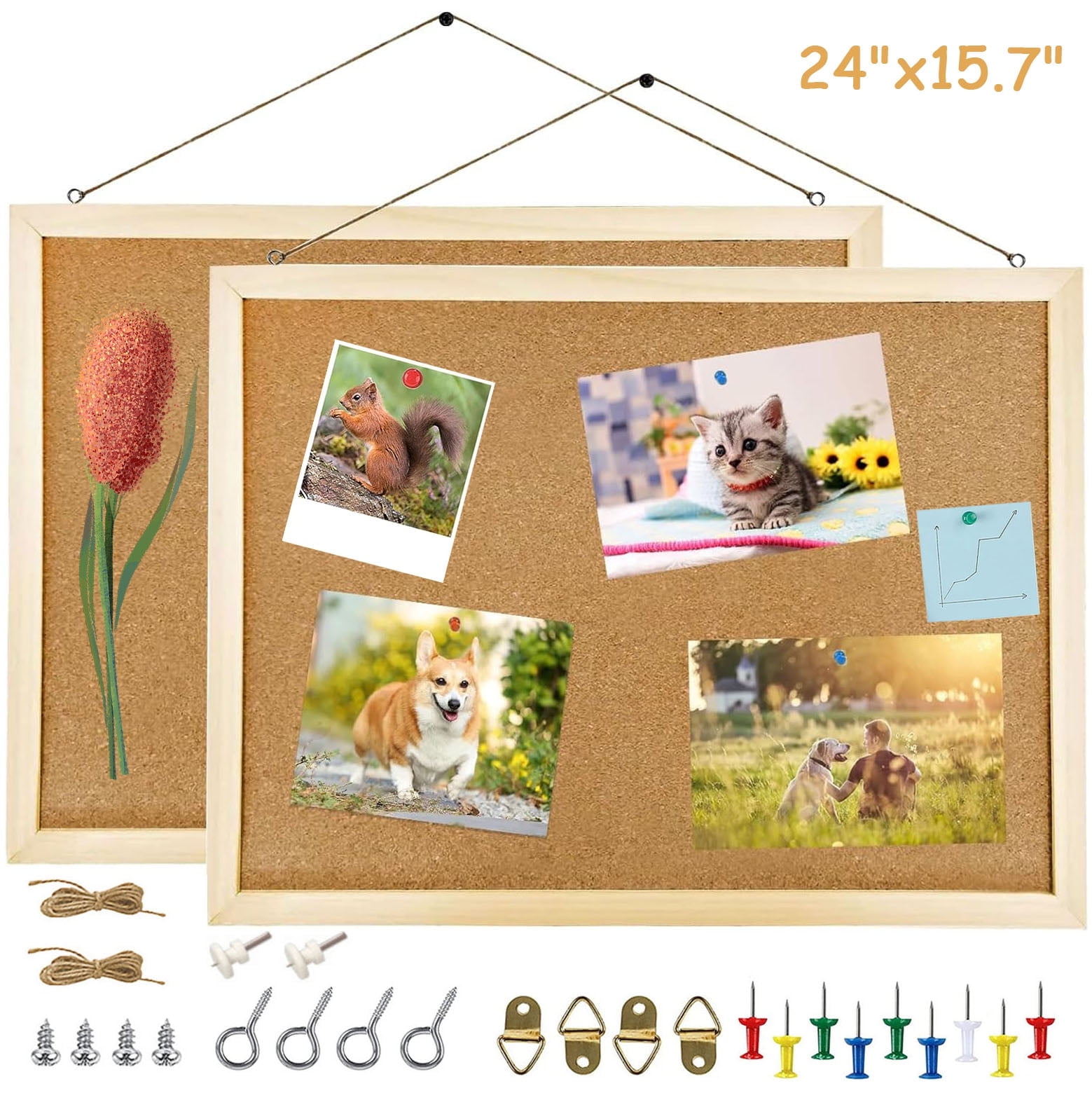 "XKDOUS Large Cork Bulletin Board 2 Pack, 24""x15.7"" Double Sided ...