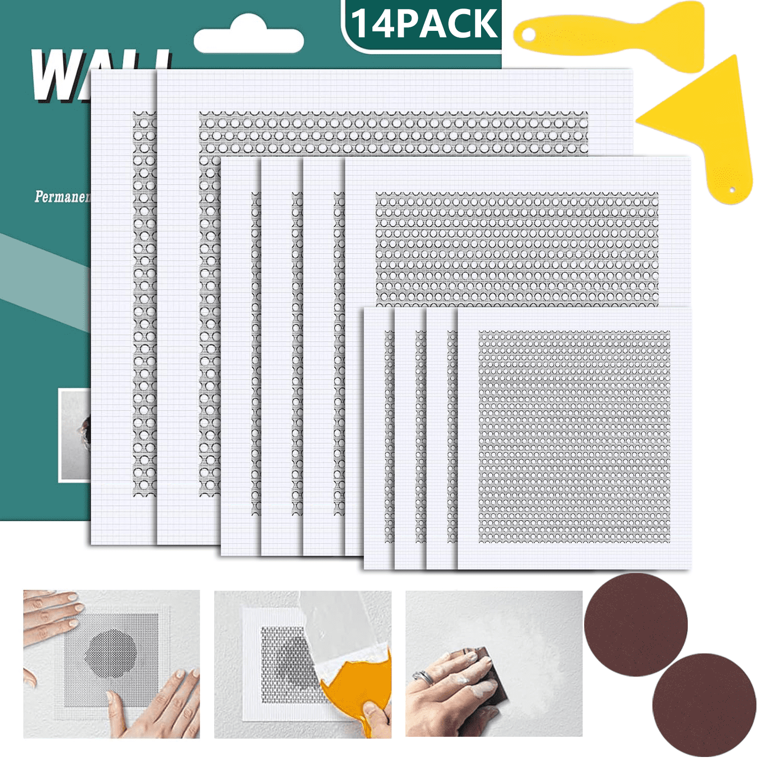 XKDOUS Drywall Repair Patch Kit, 14PCS Aluminum Drywall Patch, 4" 6" 8 ...