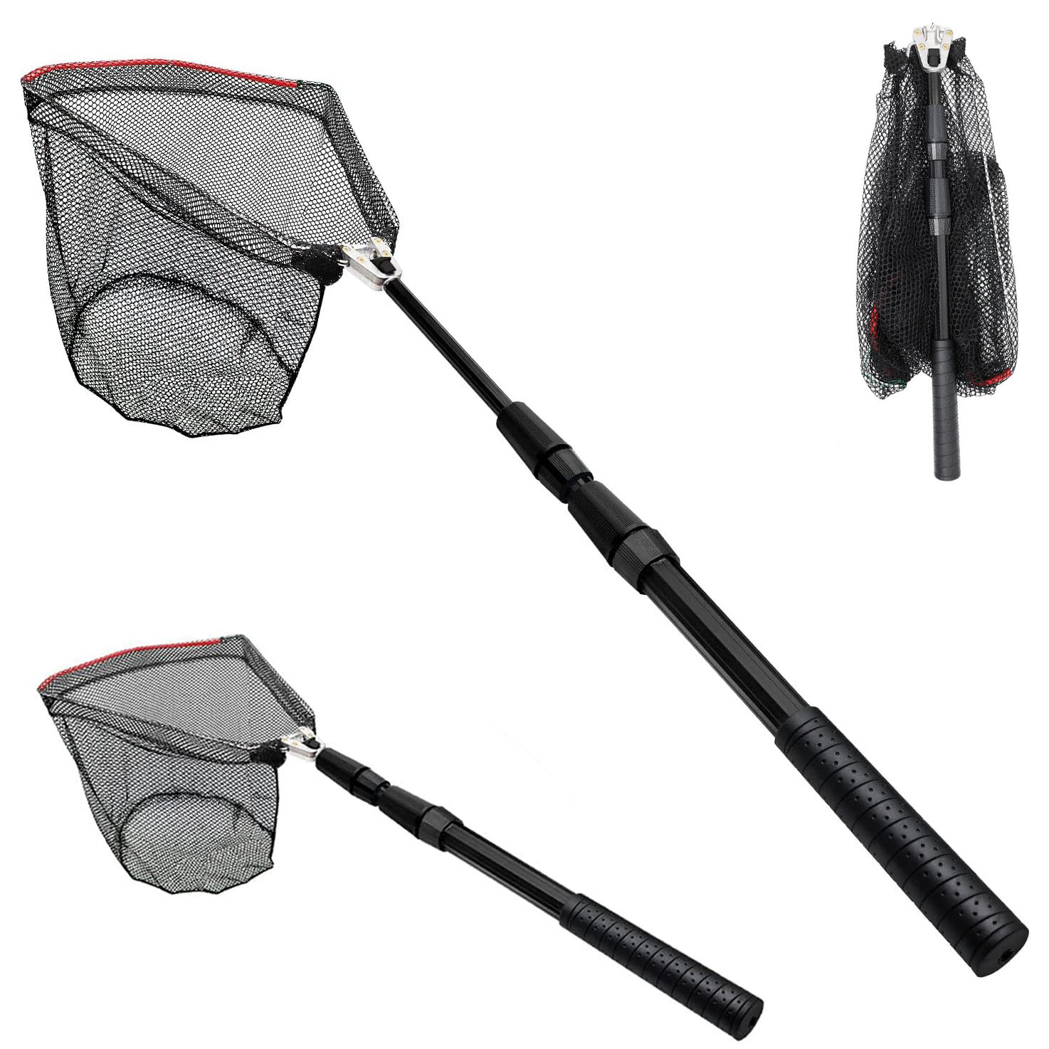 NEWEEN Fishing Net Fish Landing Nets Collapsible Telescopic Sturdy Pole ...