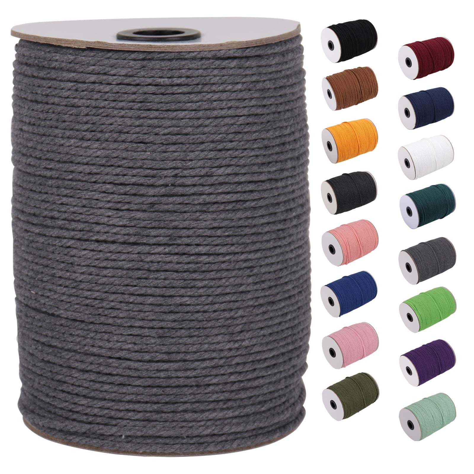 XKDOUS Grey 3mm x 220yards Macrame Cord, Colored Macrame Rope, Color ...