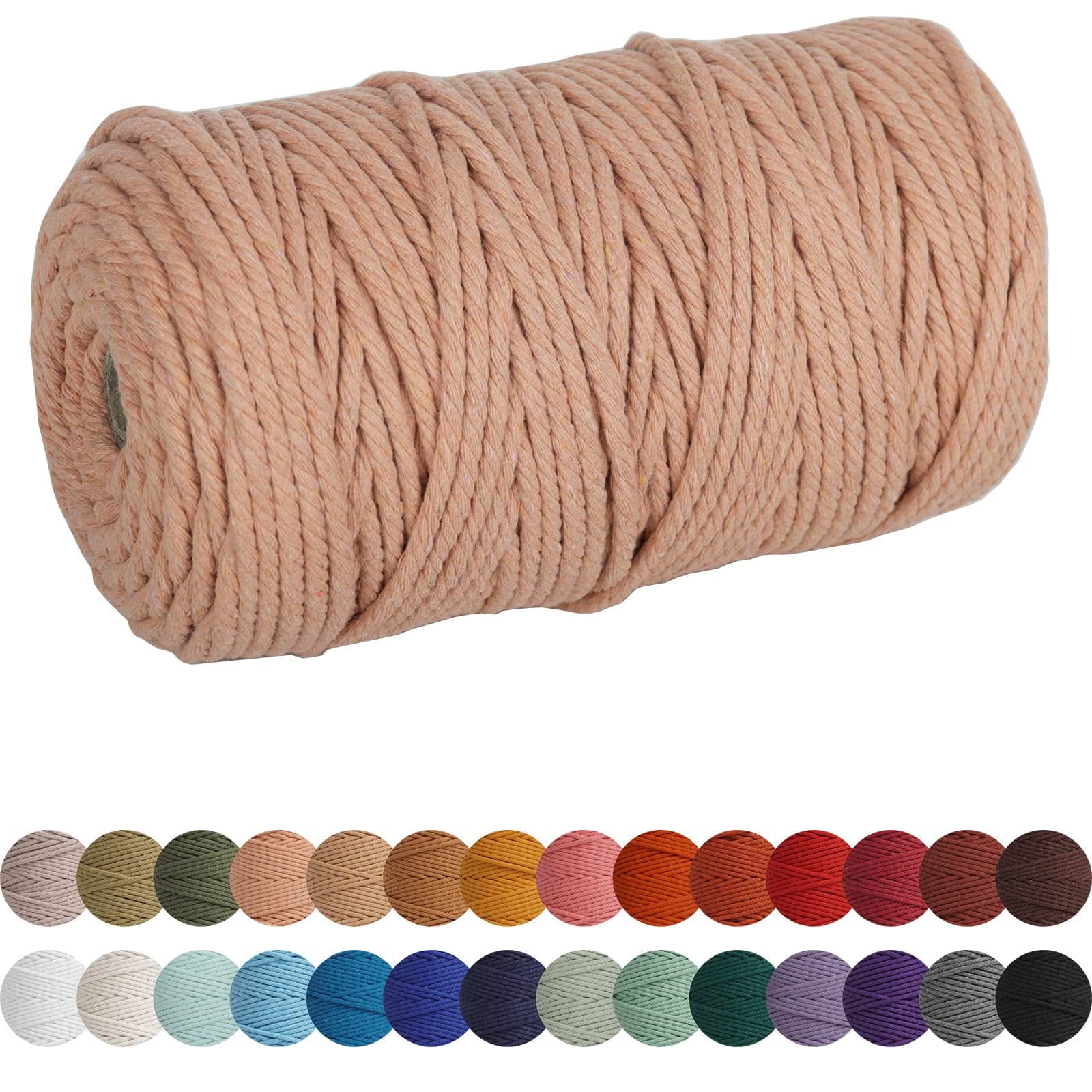 XKDOUS Macrame Cotton Cord Peach Yarn, 109 Yards - Walmart.com