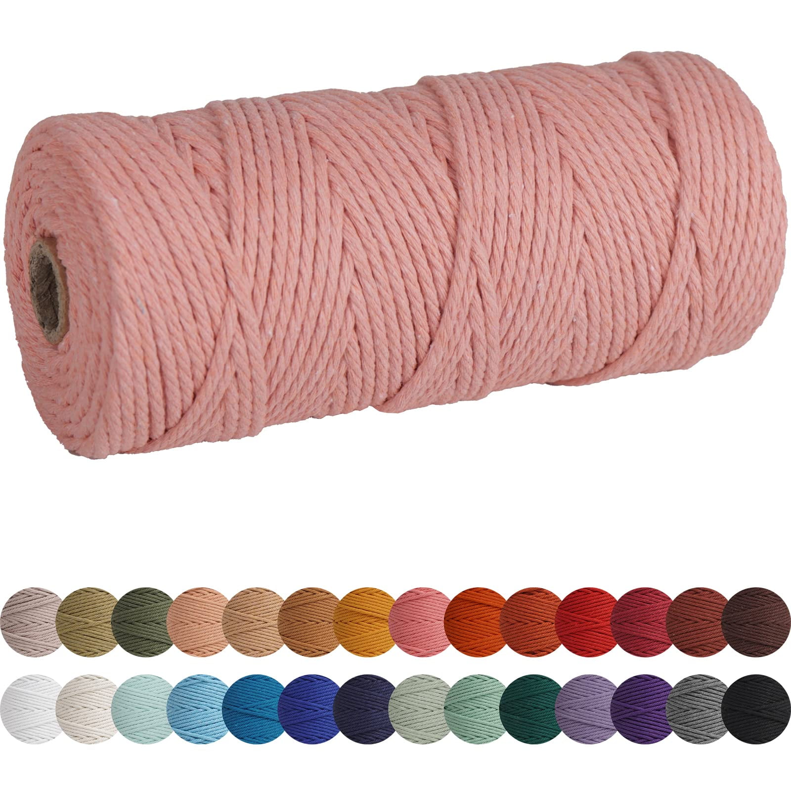 XKDOUS Meat Pink 3mm x 109yards Macrame Cord, Colored Macrame Rope ...