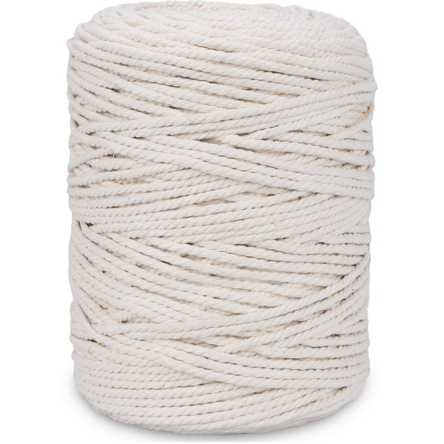 XKDOUS 3mm x 220yards Natural Macrame Cord, Soft Durable Cotton Rope ...