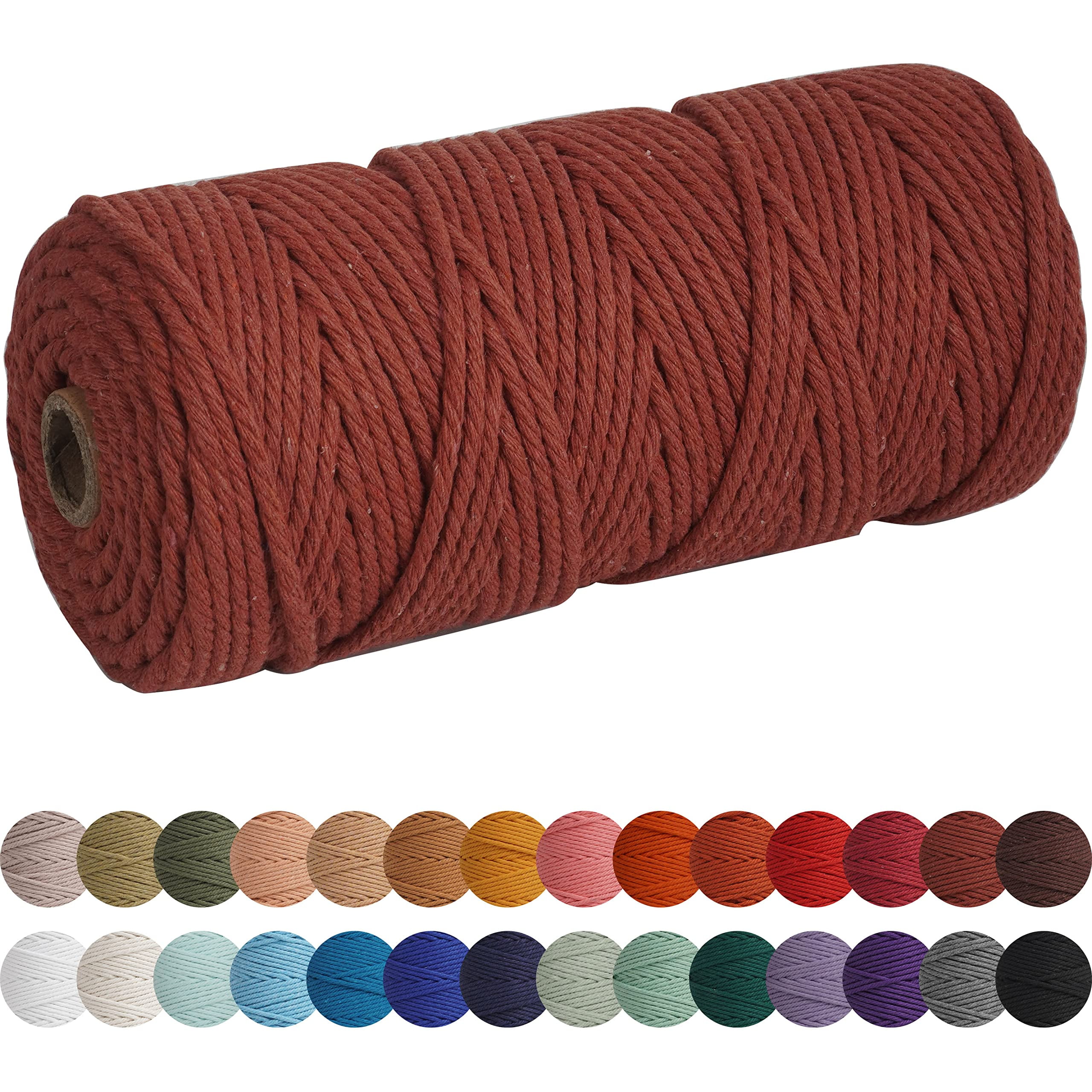XKDOUS 3mm x 109yards Rust Red Macrame Cord, Cotton Craft Rope for ...