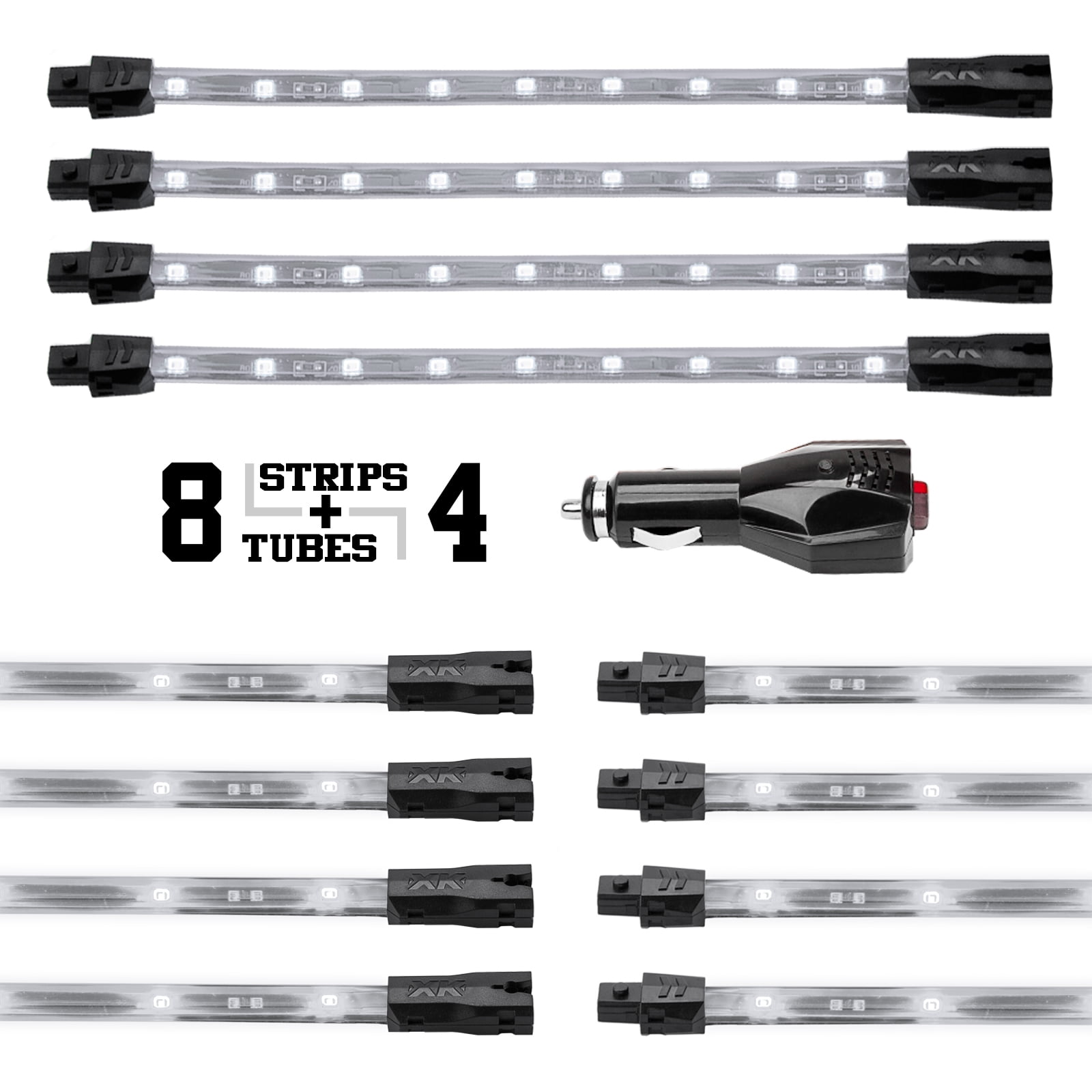 XKGlow Underglow Car LED Light Strips (8 x 24" Tubes + 4 x 8" Strips ...