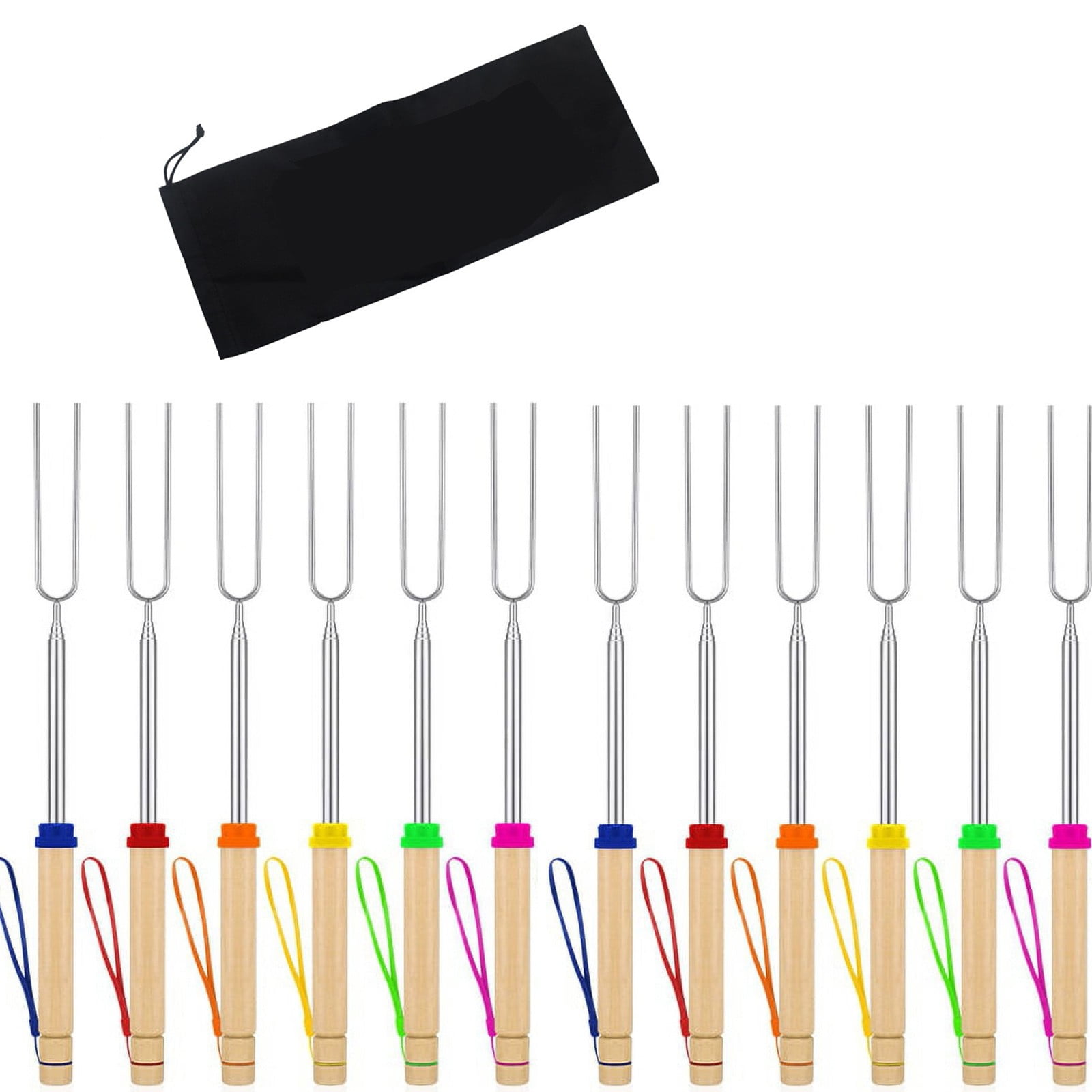 XKHAZA 13 Pcs Marshmallow Roasting Sticks Kit, Wooden Handle ...
