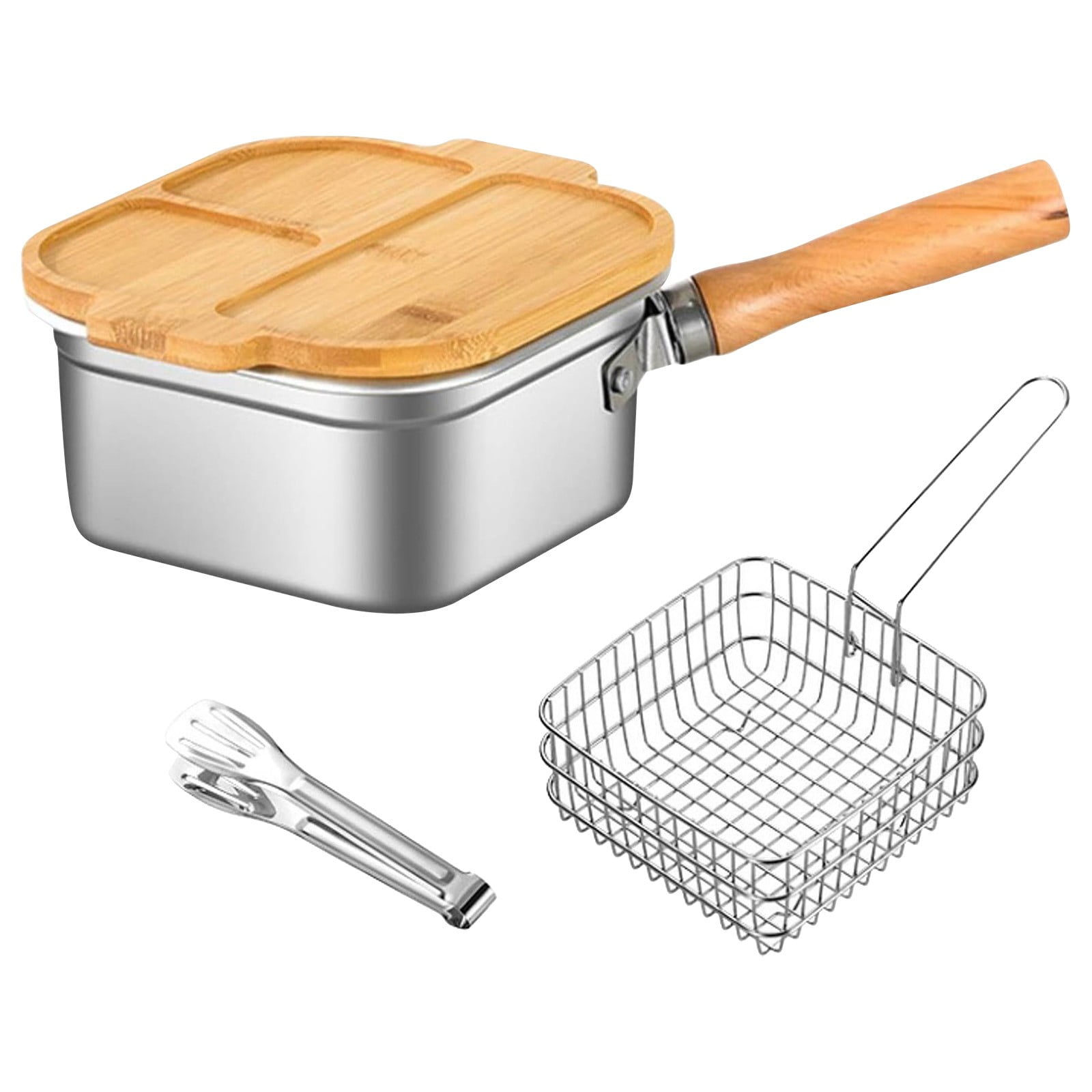 XKHAZA Portable Outdoor Cooking Pot with Basket,Lid,Handle,and Oil ...