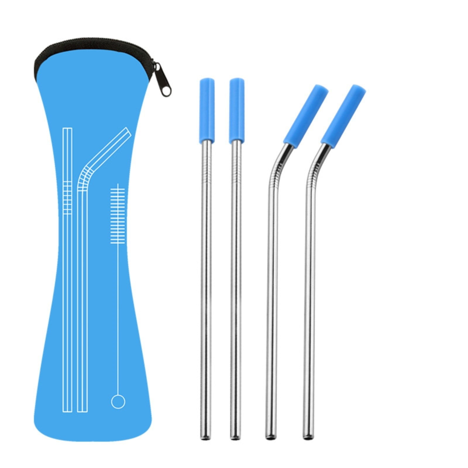 XKHAZA Set of 4 Reusable Stainless Steel Straws with Travel Case ...