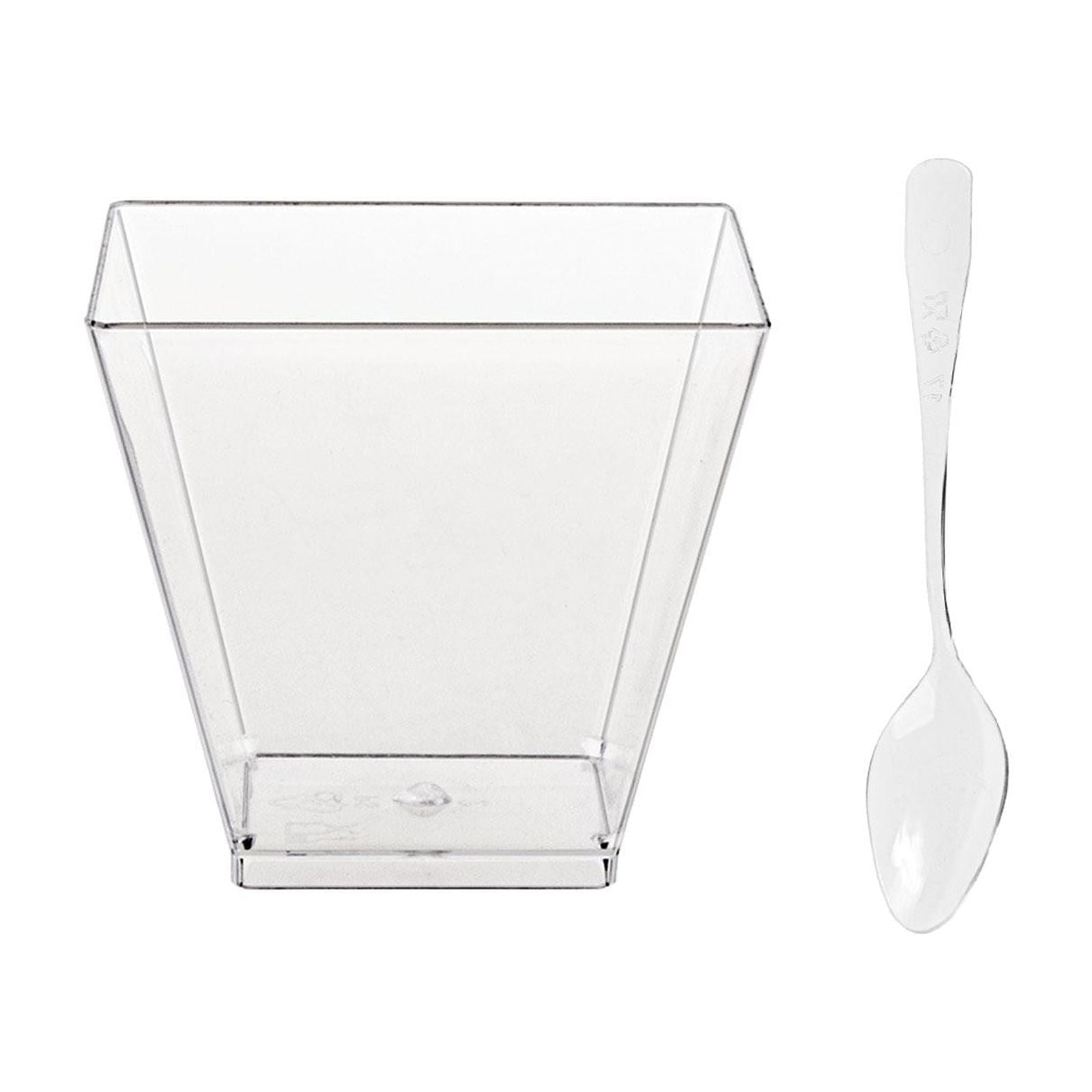 XKHAZA Square Mini Dessert Cups with Spoons Clear Plastic Dessert ...