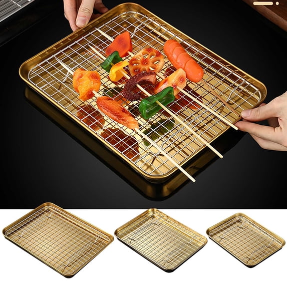 XKHBDL 1 Set Baking Sheet with Rack Set, Stainless Steel Baking Pan ...