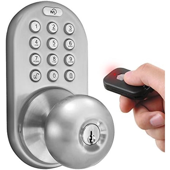 XKK-02SN Digital Door Knob Lock with Keyless Entry via Remote Control ...