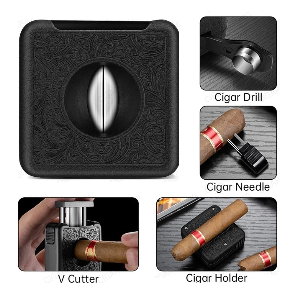 XKKDG Cigar Scissors Stainless Steel Retro Multi functional 4-in-1 with ...