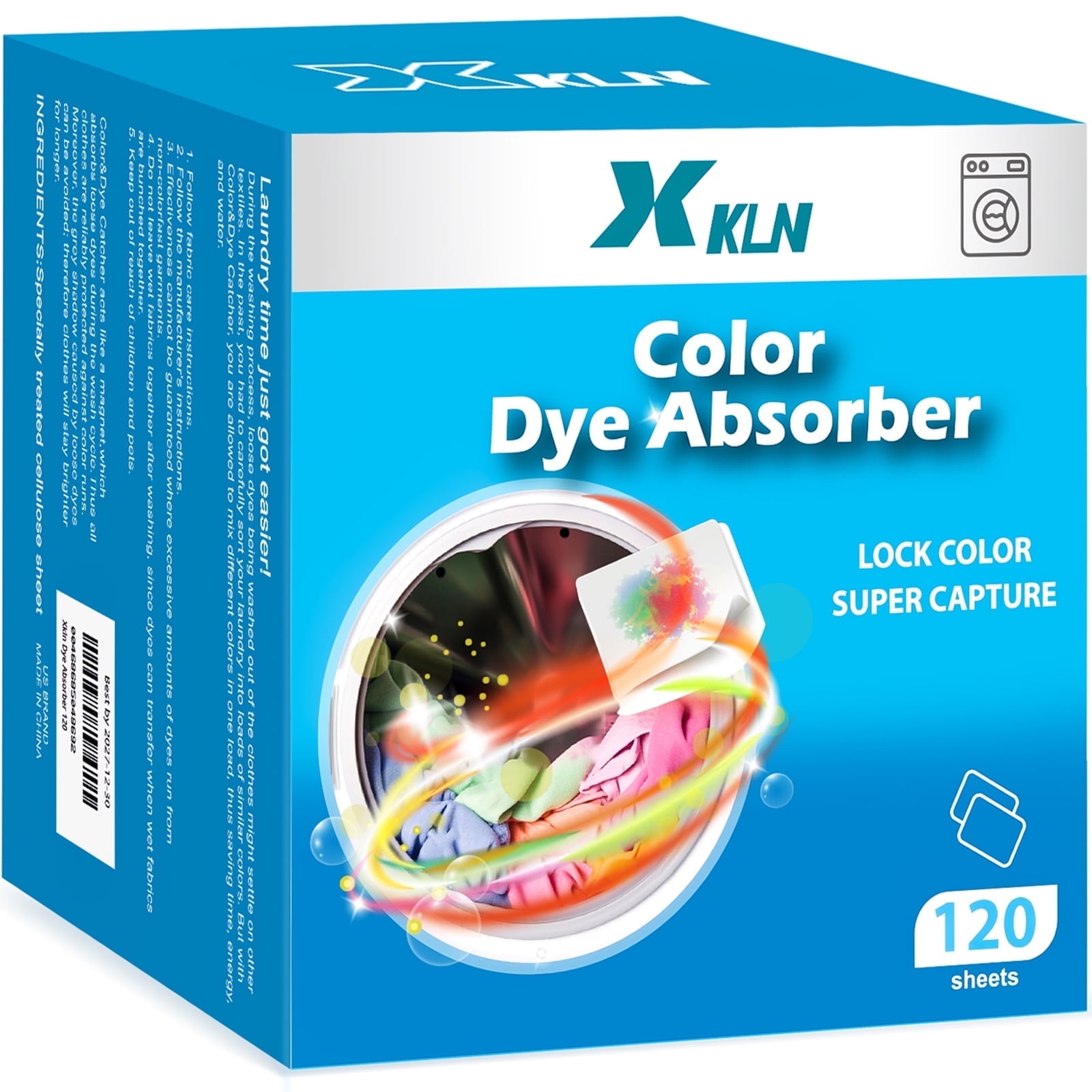XKLN Color Dye Catcher Sheets, 120 Count, Prevents Laundry Color ...