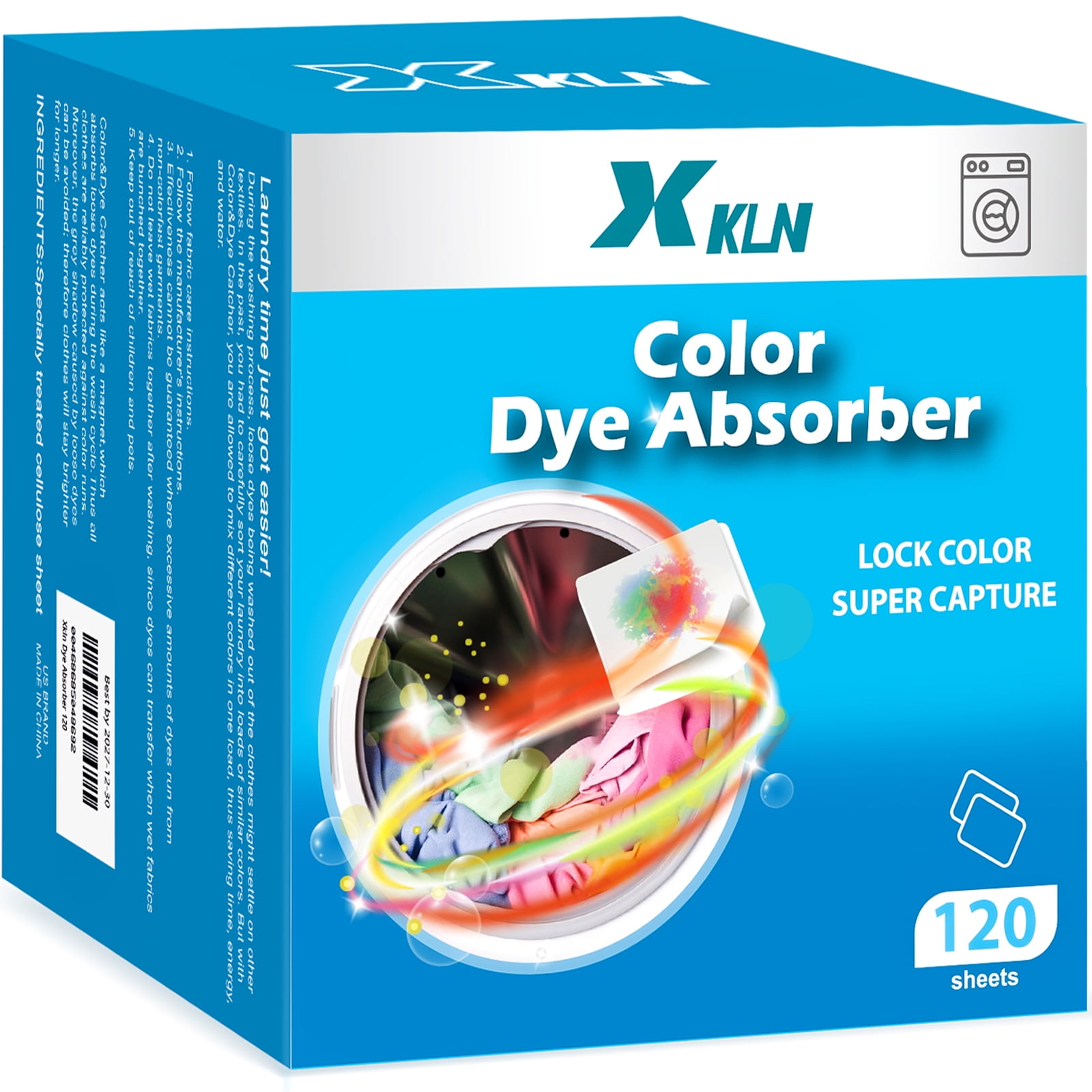 XKLN Color Dye Catcher for Laundry 120 Count, Prevent Color Bleeding ...