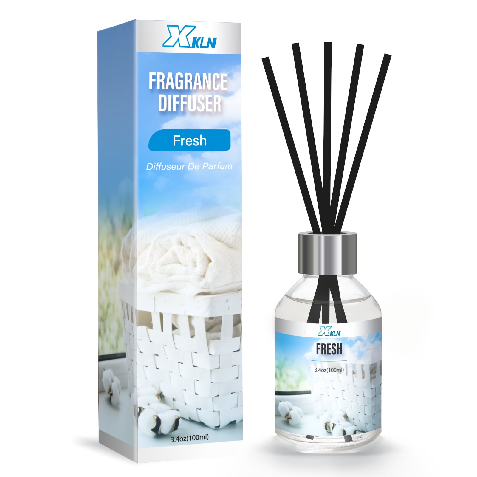 XKLN Reed Diffuser Set 3.4Oz Fresh, Home Fragrance Scent Essential Oil ...