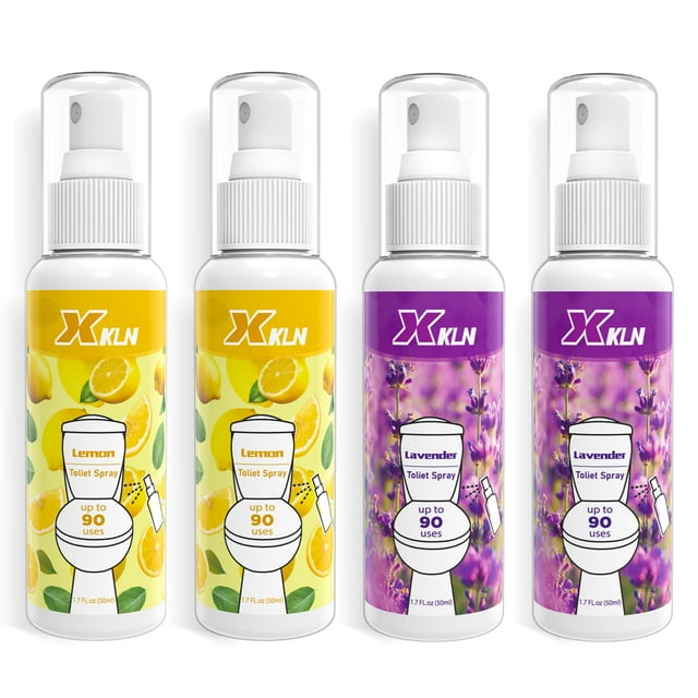 XKLN Toilet Spray Poop Odor Eliminator 4 Pack,Lemon and Lavender Scent ...