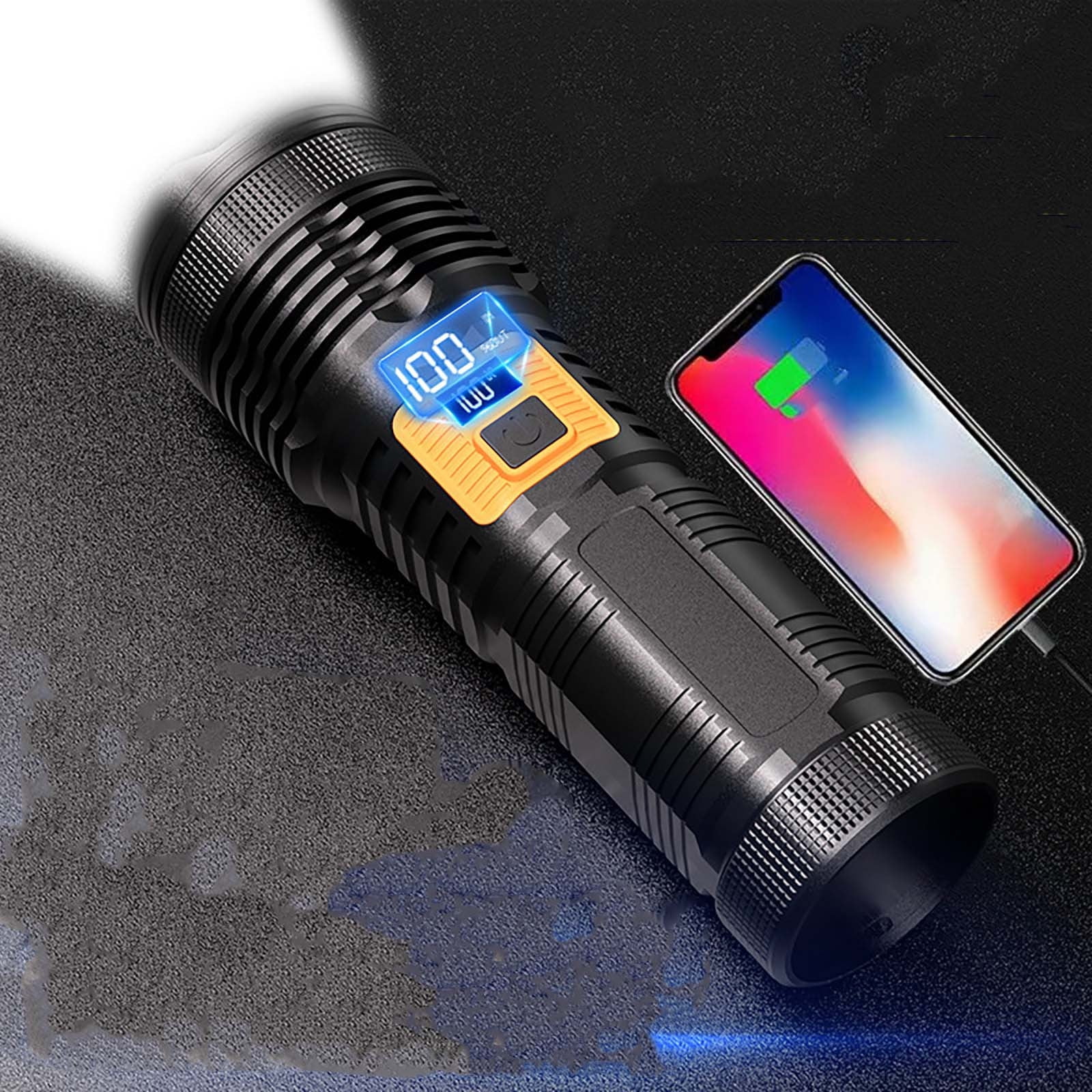 XL-2500 LED Tactical Flashlight 25W Rechargeable USB-C Waterproof ...