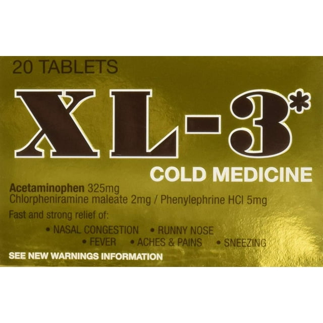XL-3 Pills - Cold Medicine, 20 Count Pack of 2 for Nasal & Sinus Relief ...
