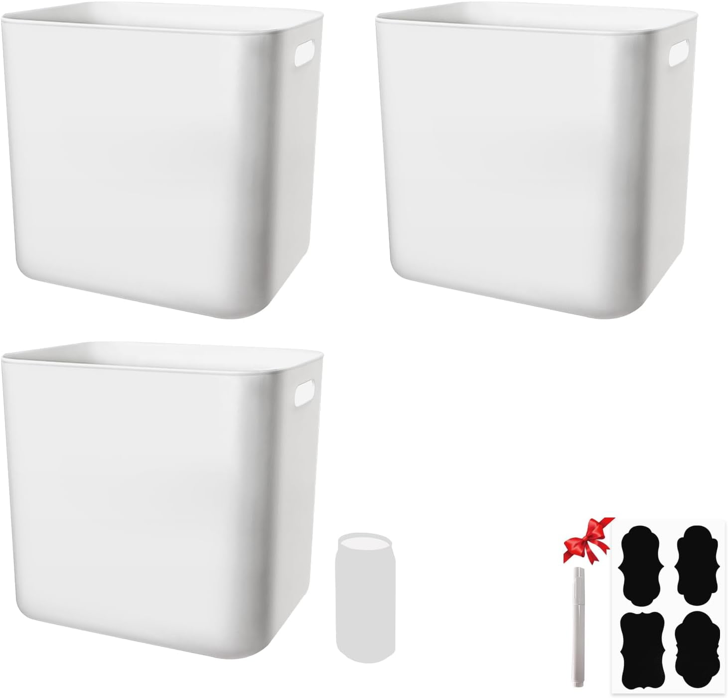 XL*3 Packs Extra Large White Plastic Storage Bins with Labels,Perfect ...