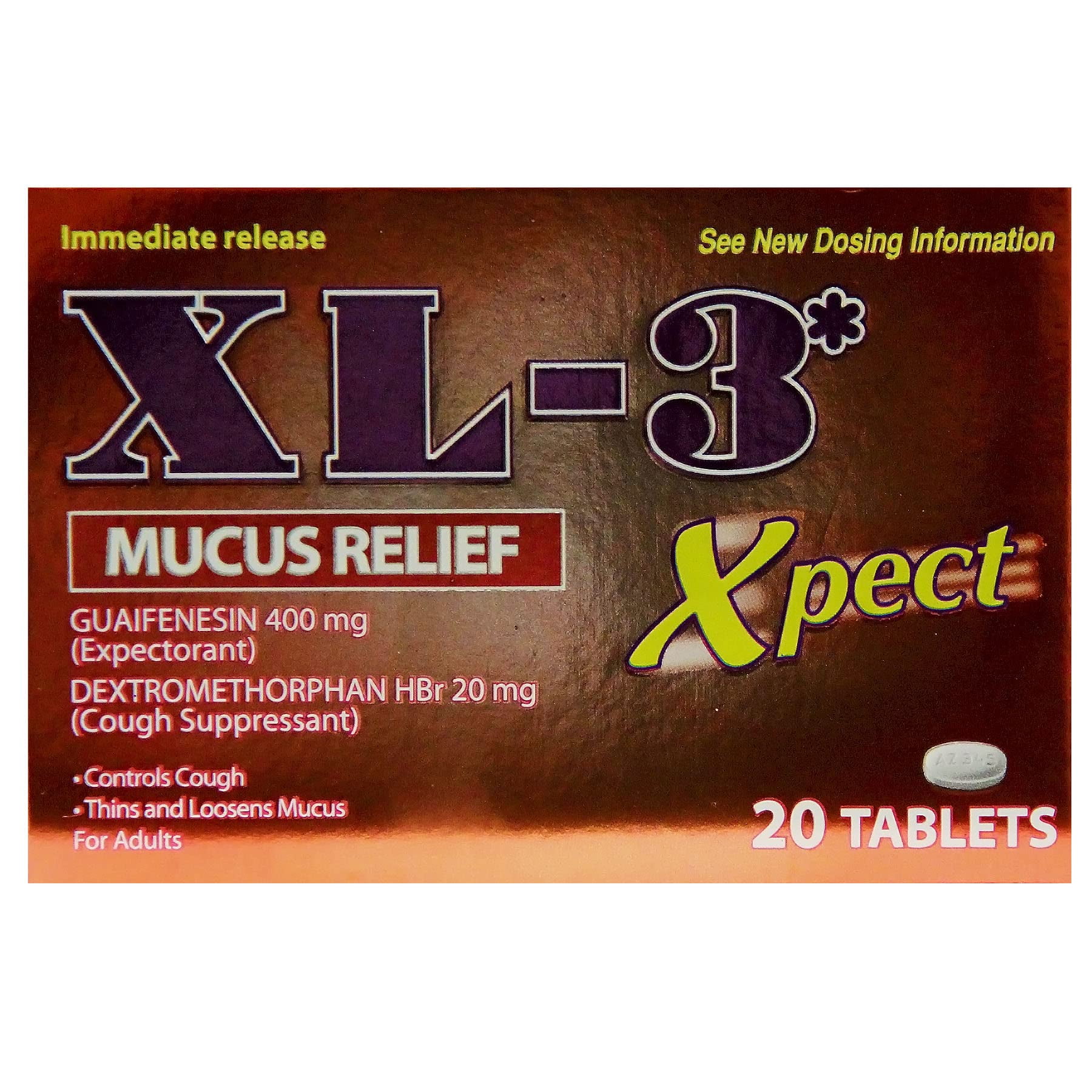 XL-3 Xpect Mucus Relief, Thins and Loosens Mucus, Expectorant, 20 ...