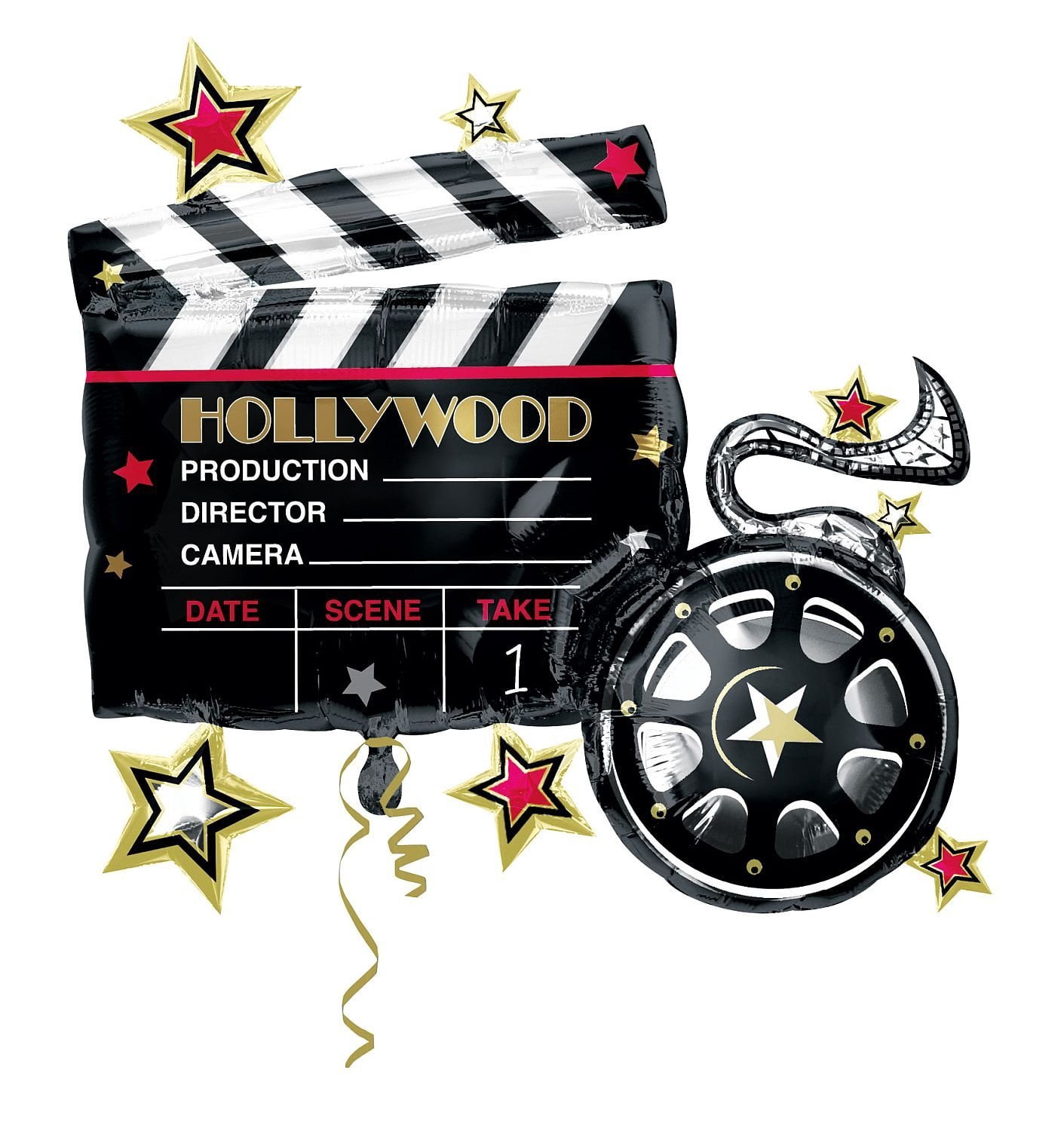 XL 30" Hollywood Clapper and Film Reel Super Shape Mylar Foil Balloon ...