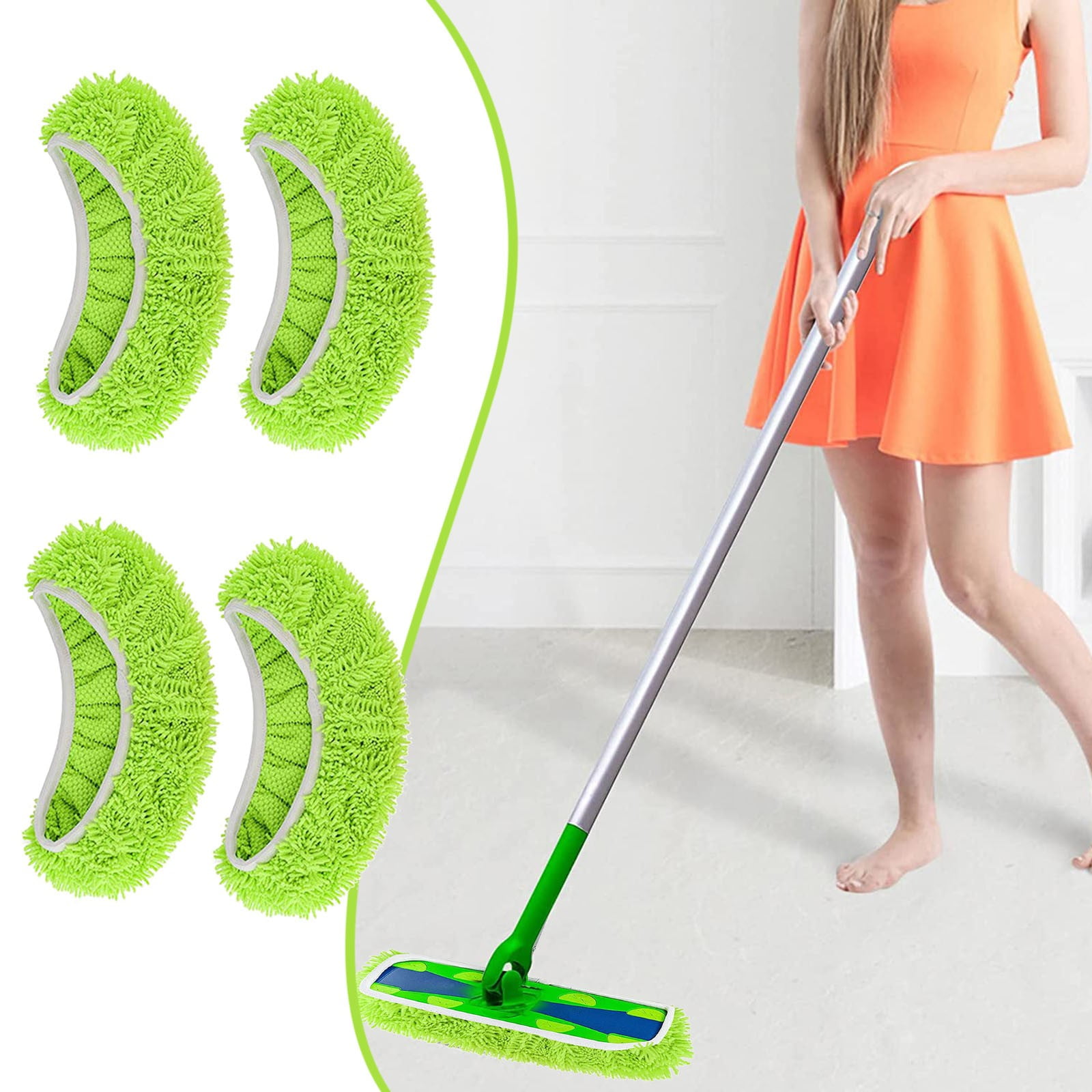 XL 4pcs Mop Cloth Accessories Microfiber Mop Flat Mop Replace Cloth ...