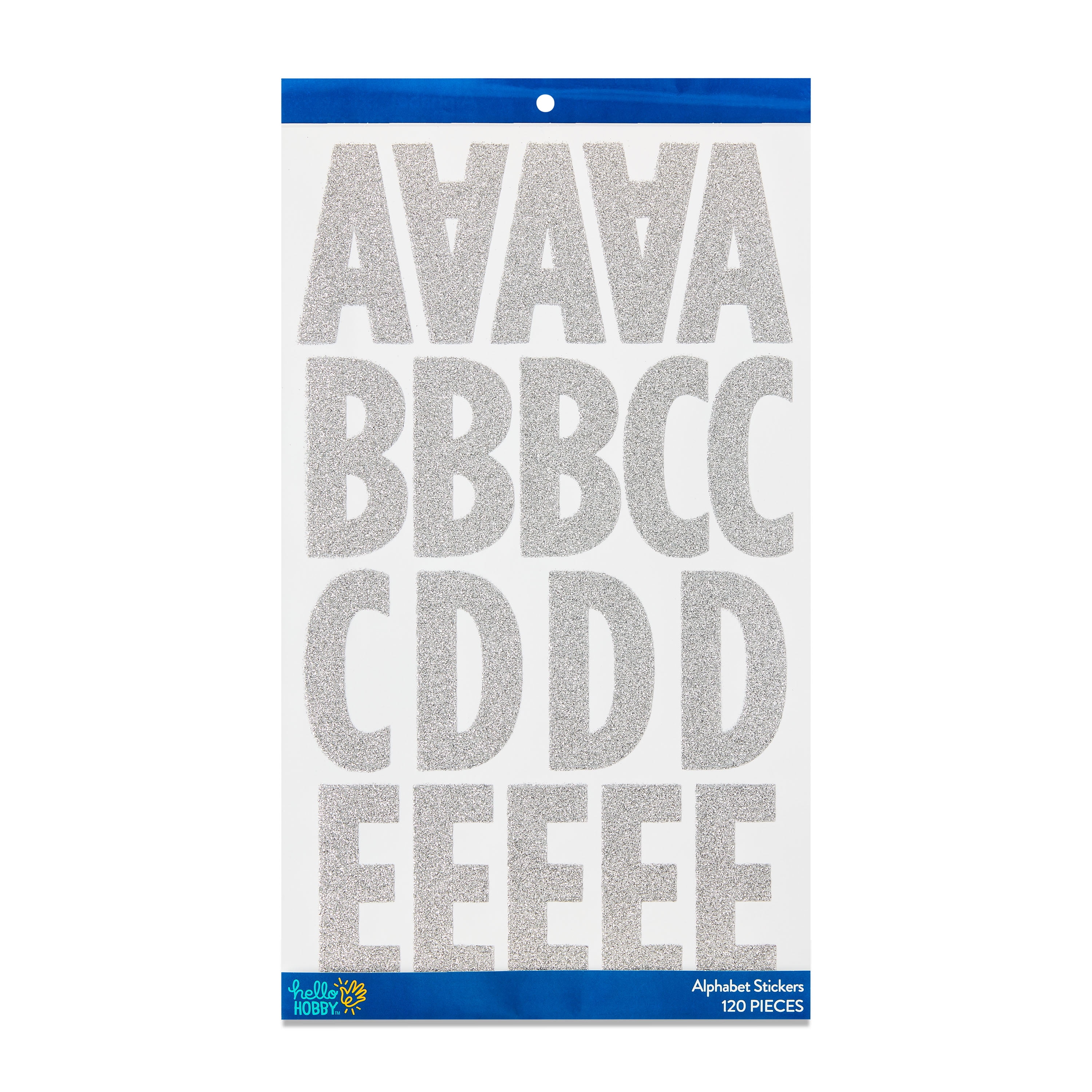Hello Hobby Extra Large Silver Glitter Alphabet Stickers 120 Count for ...