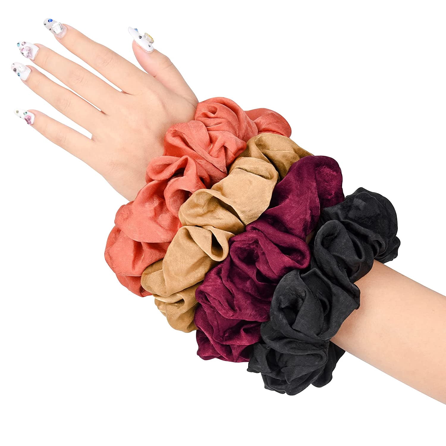 XL Big Silk Scrunchies Hair Ties for Women - Southwit Oversized Satin ...