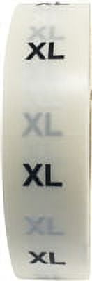 XL Black & White Clear Clothing Size Strip Stickers | 0.75" x 6" Inches ...