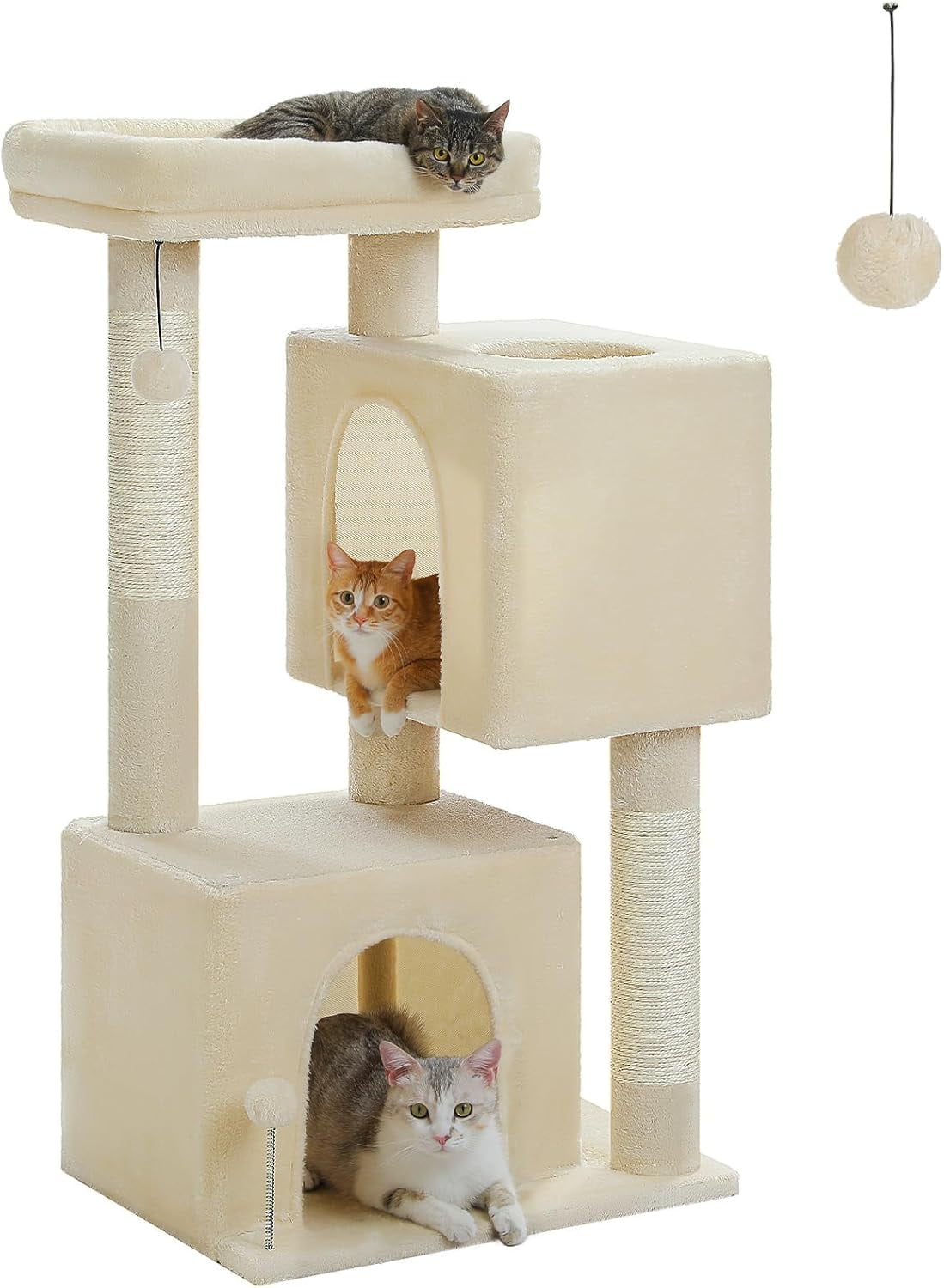 XL Cat Tree 44" Cat Tower for Medium-Large Cats 20 lbs+, 2 Spacious ...