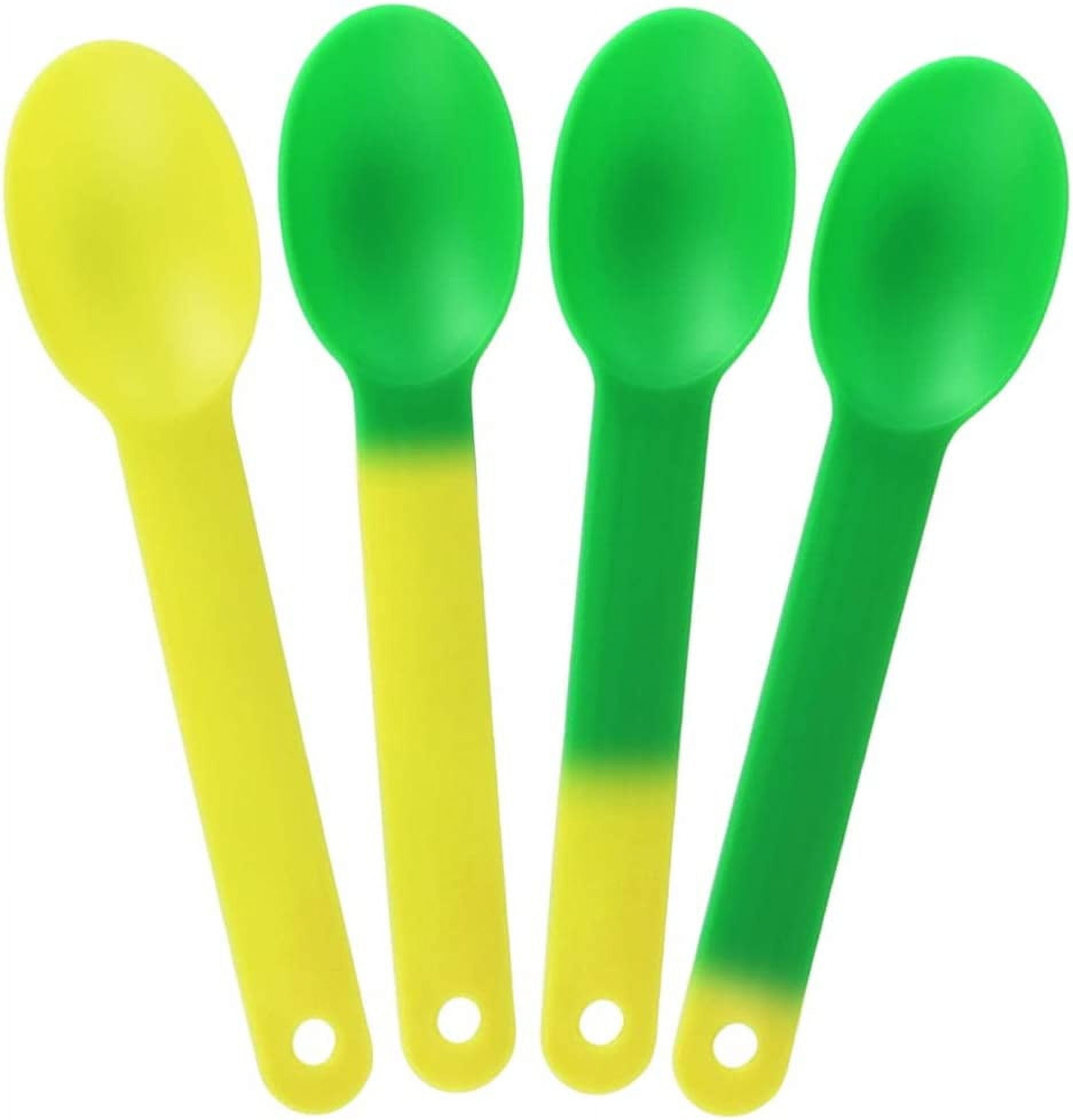 XL Color Changing Ice Cream Plastic Spoons | Yellow to Green When Cold ...