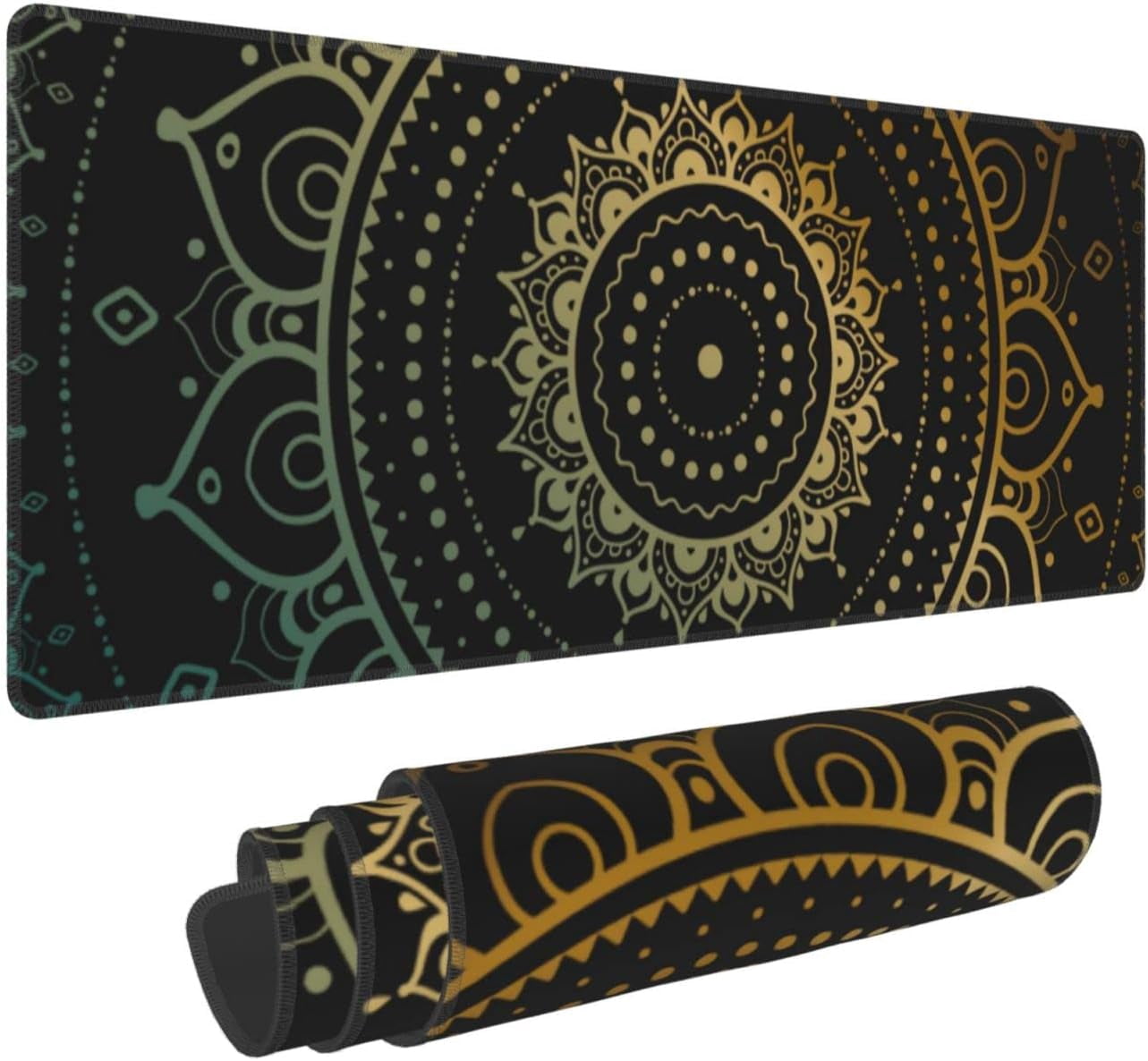 XL Extended Mouse Pad, Large Gaming Mousepad Design with Gold Mandala ...