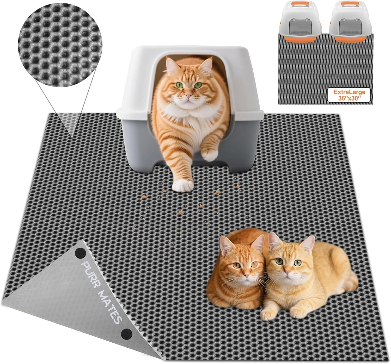 XL Extra Large Cat Litter Box Trapping Mat Honeycomb Tracking Catcher ...