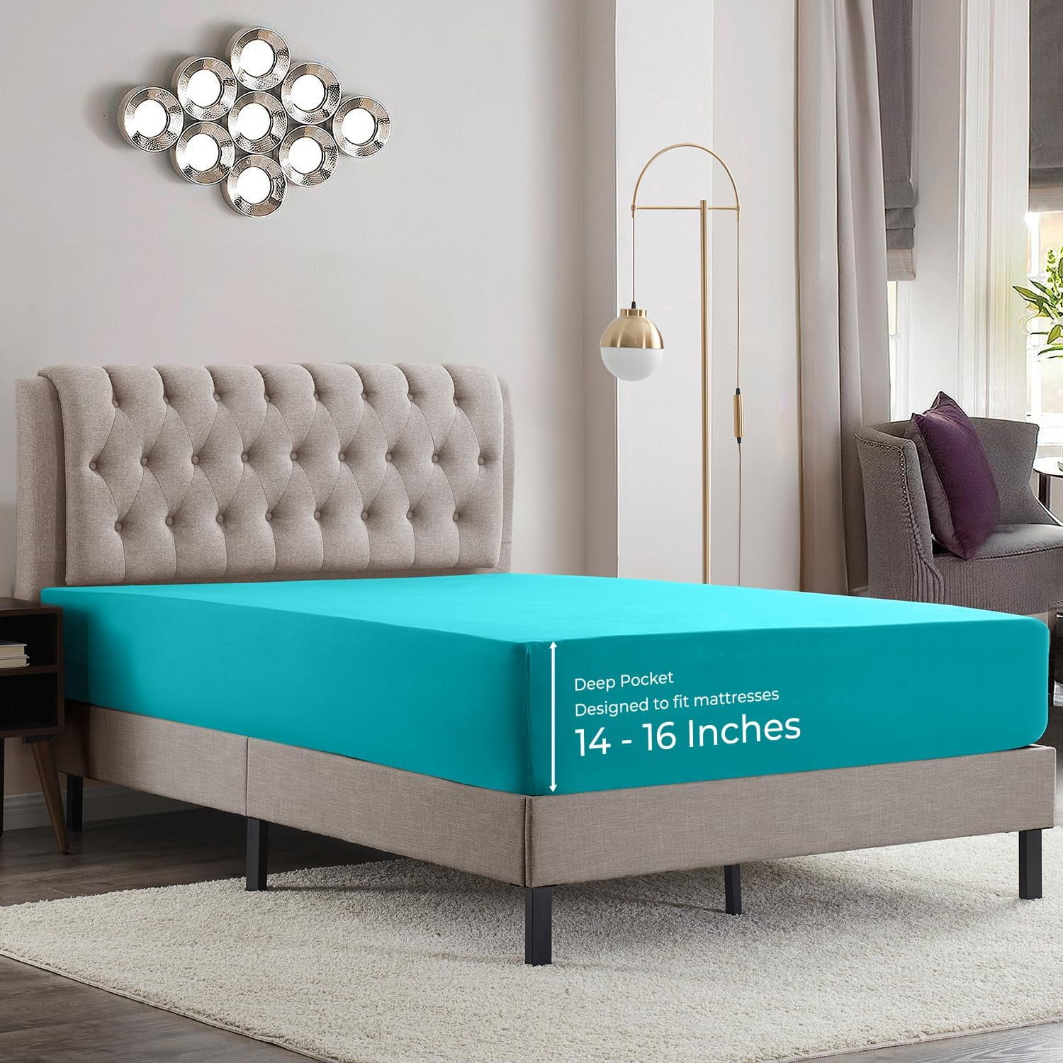 XL Fied Shee - Deep Pocke 14-16 Inch, Ulra Sof Microfiber, Fade ...