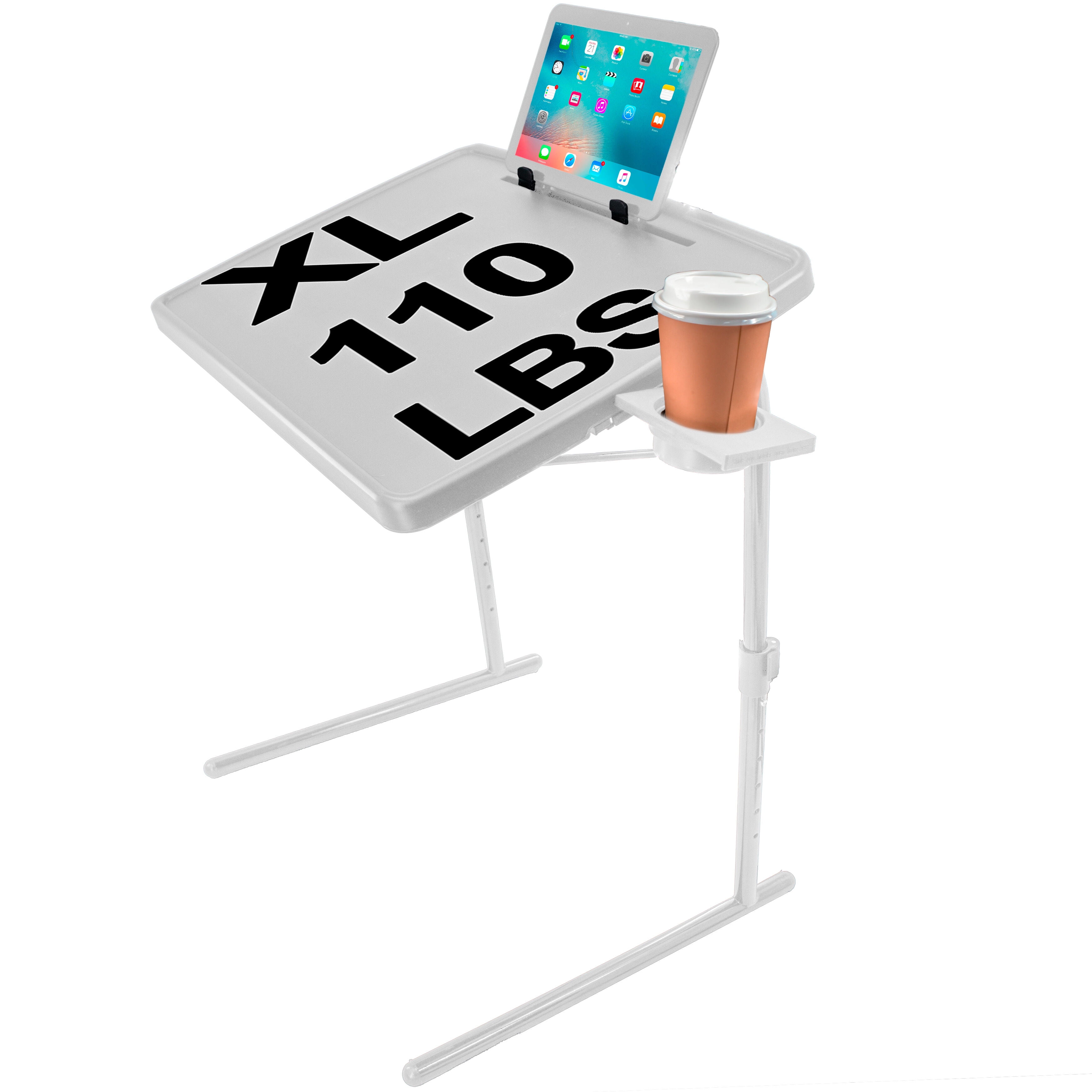 XL Foldable TV Tray Table w/ Adjustable Height, Rotating Cup Holder ...