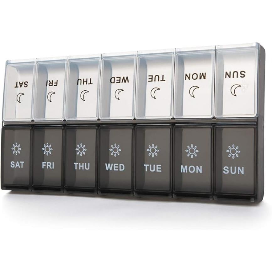 XL Large Daily Pill Organizer 2 Times a Day, Extra 7 Day Pill Box Am Pm ...