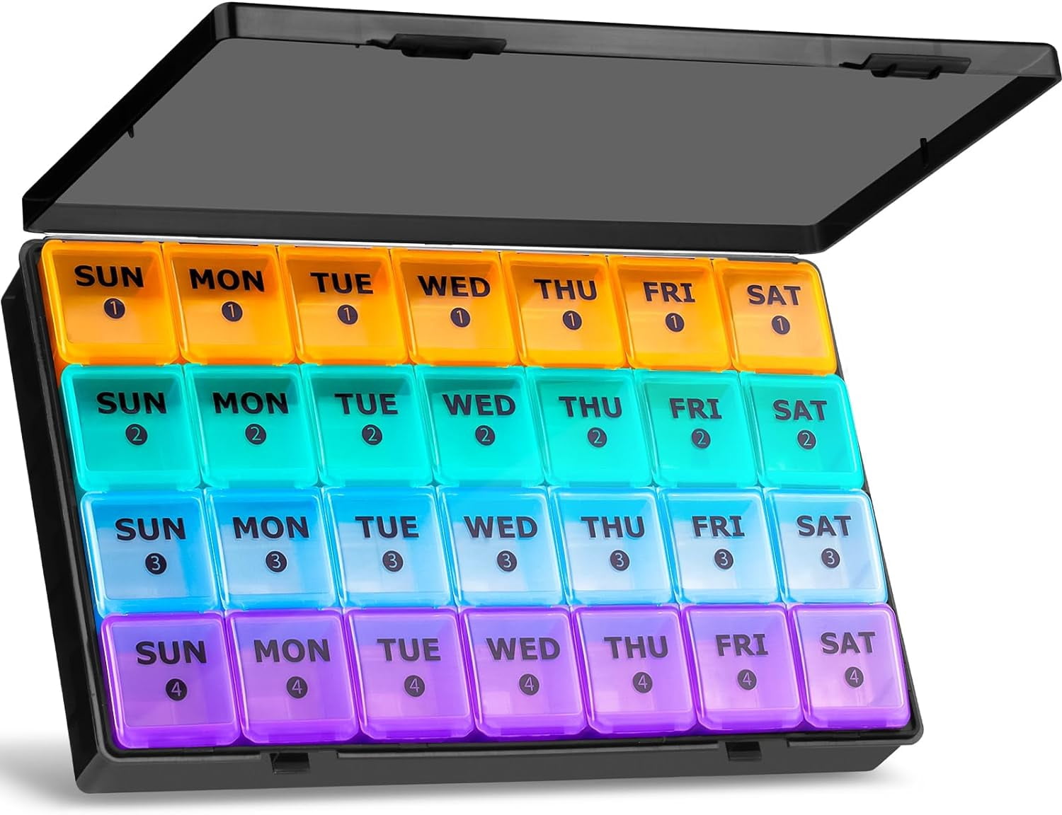 XL Large Monthly Pill Organizer 4 Weeks, 28 Day Pill Organizer Weekly ...