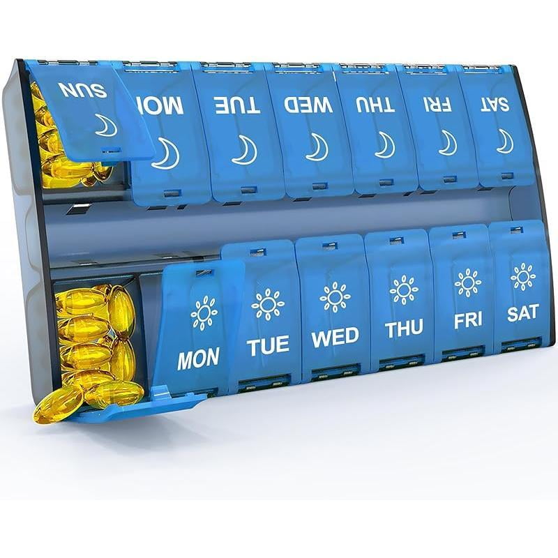 XL Large Pill Organizer 2 Times a Day, Weekly Am Pm Pill Box with ...