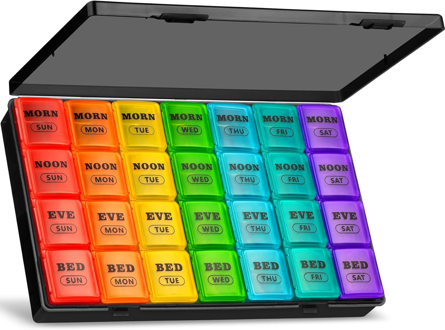 XL Large Weekly Pill Organizer 4 Times a Day, 7-Day Pill Boxes and ...