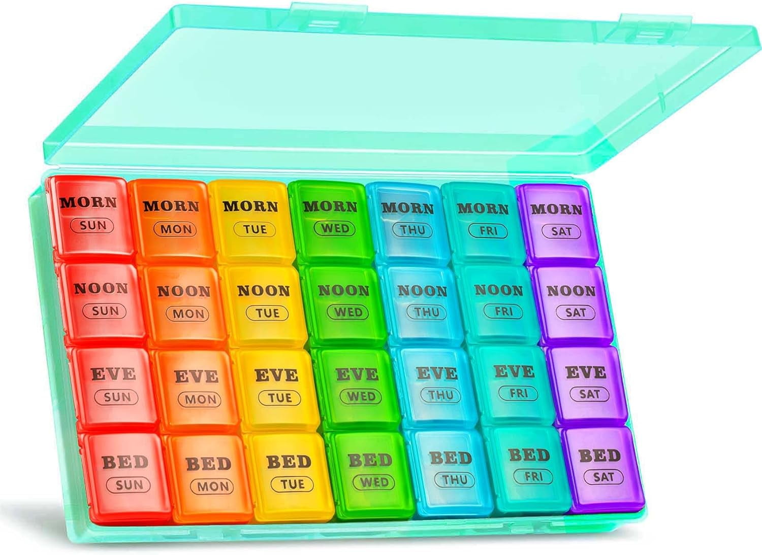 XL Large Weekly Pill Organizer 4 Times a Day, 7-Day Pill Boxes and ...