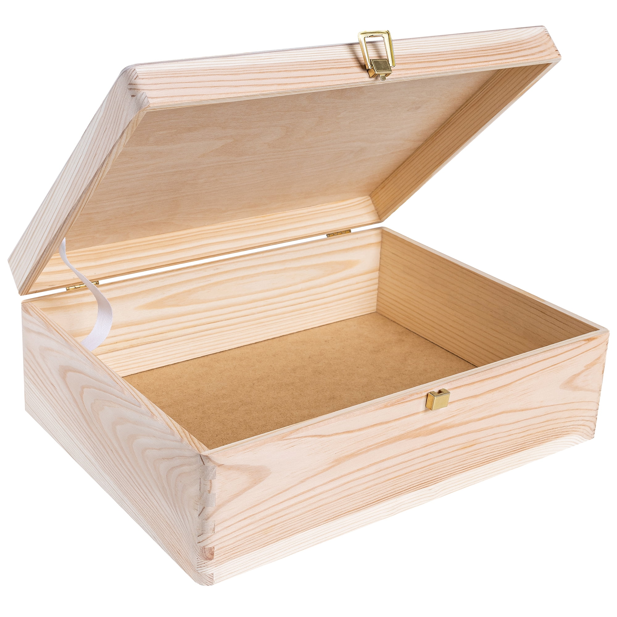 XL Wooden Keepsake Beige Storage Box | 15.8x11.8x5.5in (+-0.5) | Hinged ...