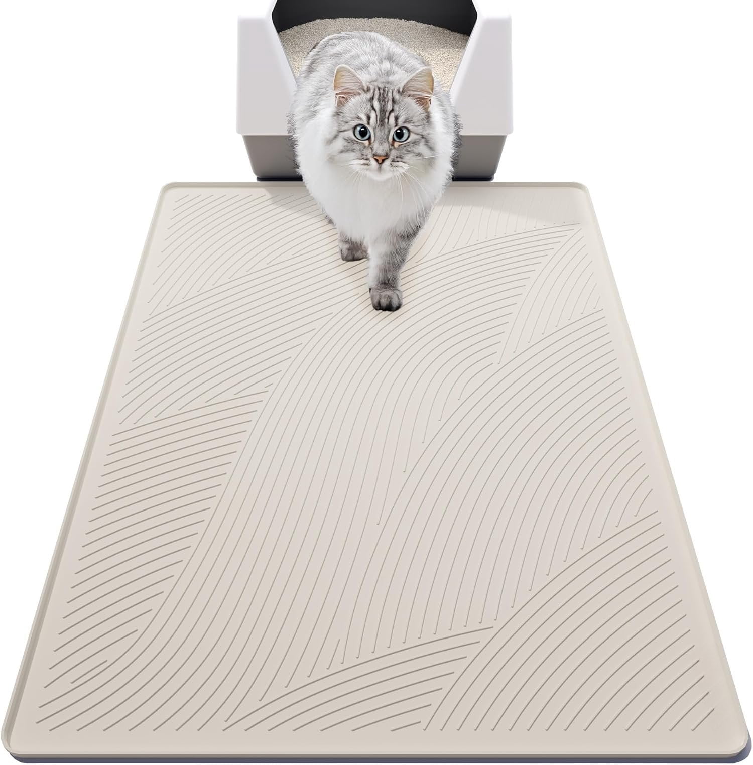 XL Litter Mat - 40x30 in, Water Proof, Designed Kitty Litter Trapping ...