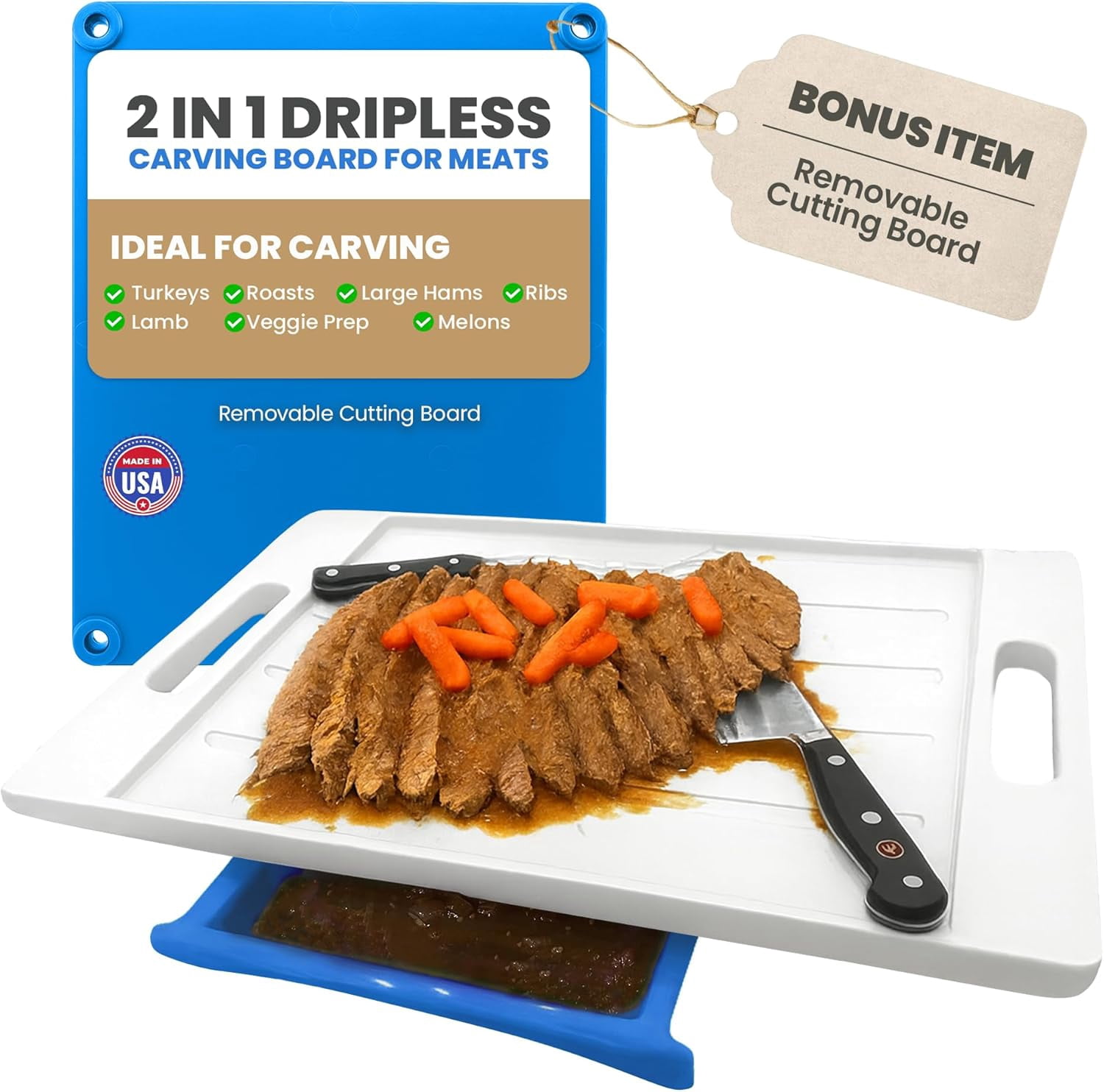 XL Meal Prep System Cutting Board - Large Cutting Board with Juice ...