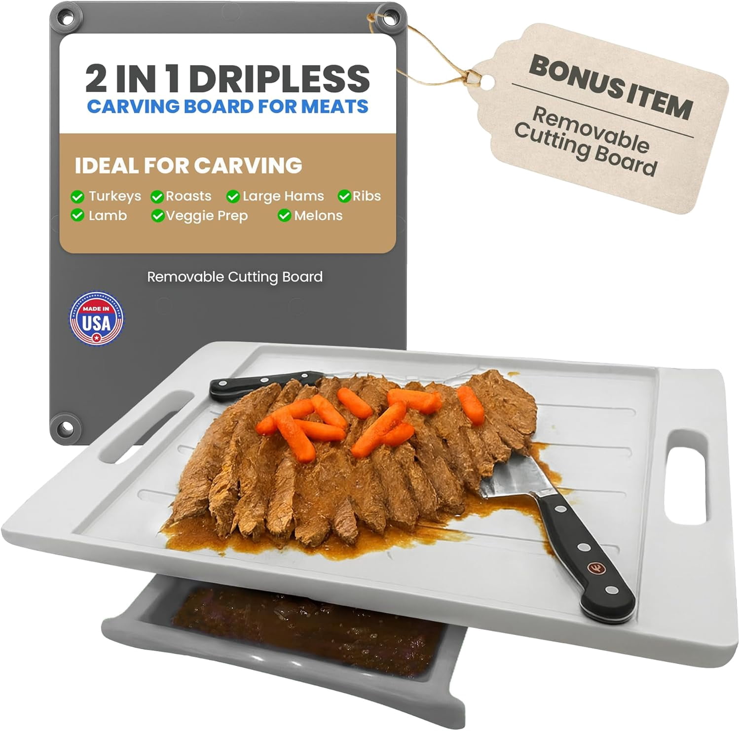 XL Meal Prep System Cutting Board - Large Cutting Board with Juice ...