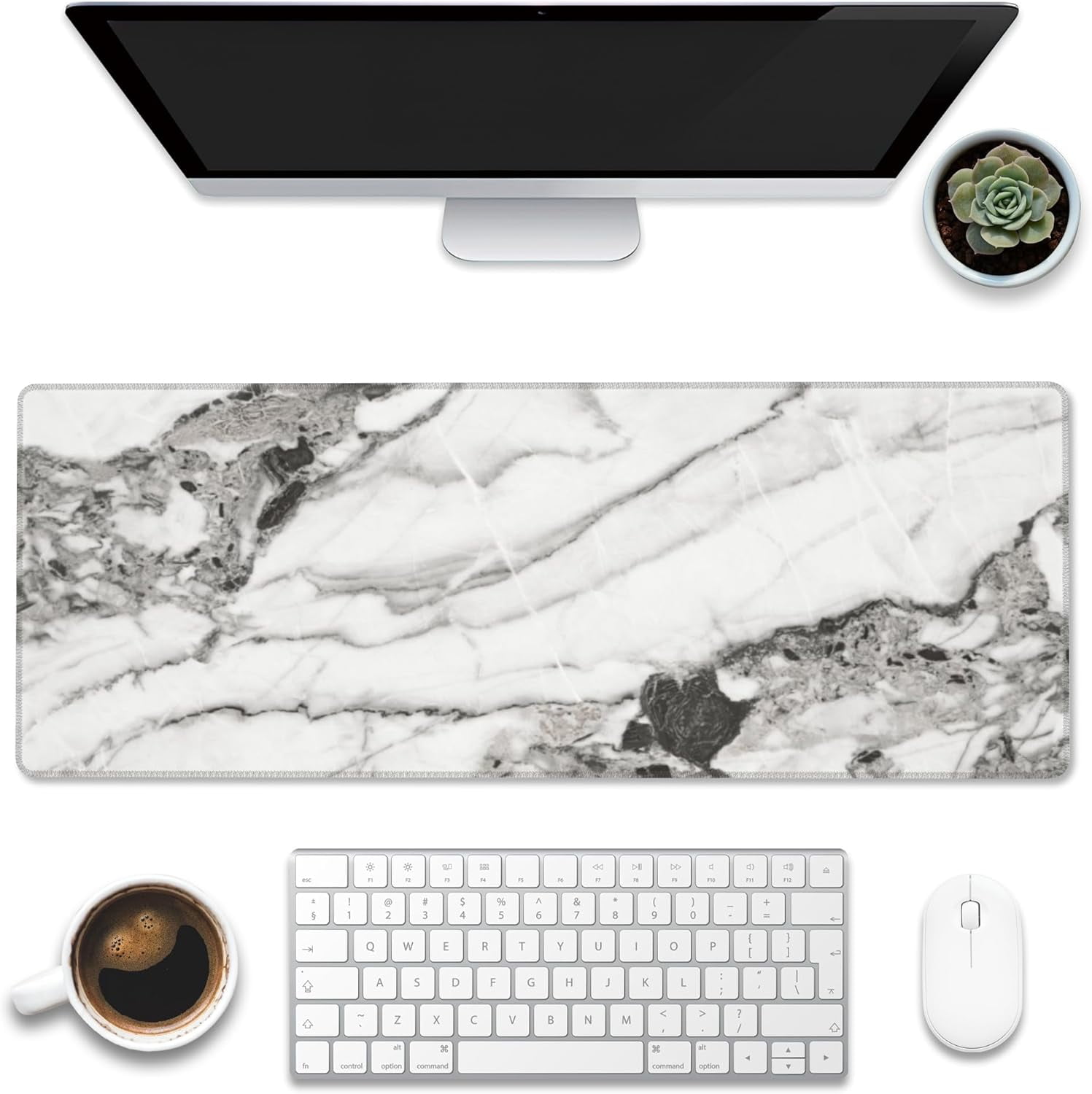 XL Mouse Pad,Black White Marble Large Gaming Mouse Pad,Abstract White ...