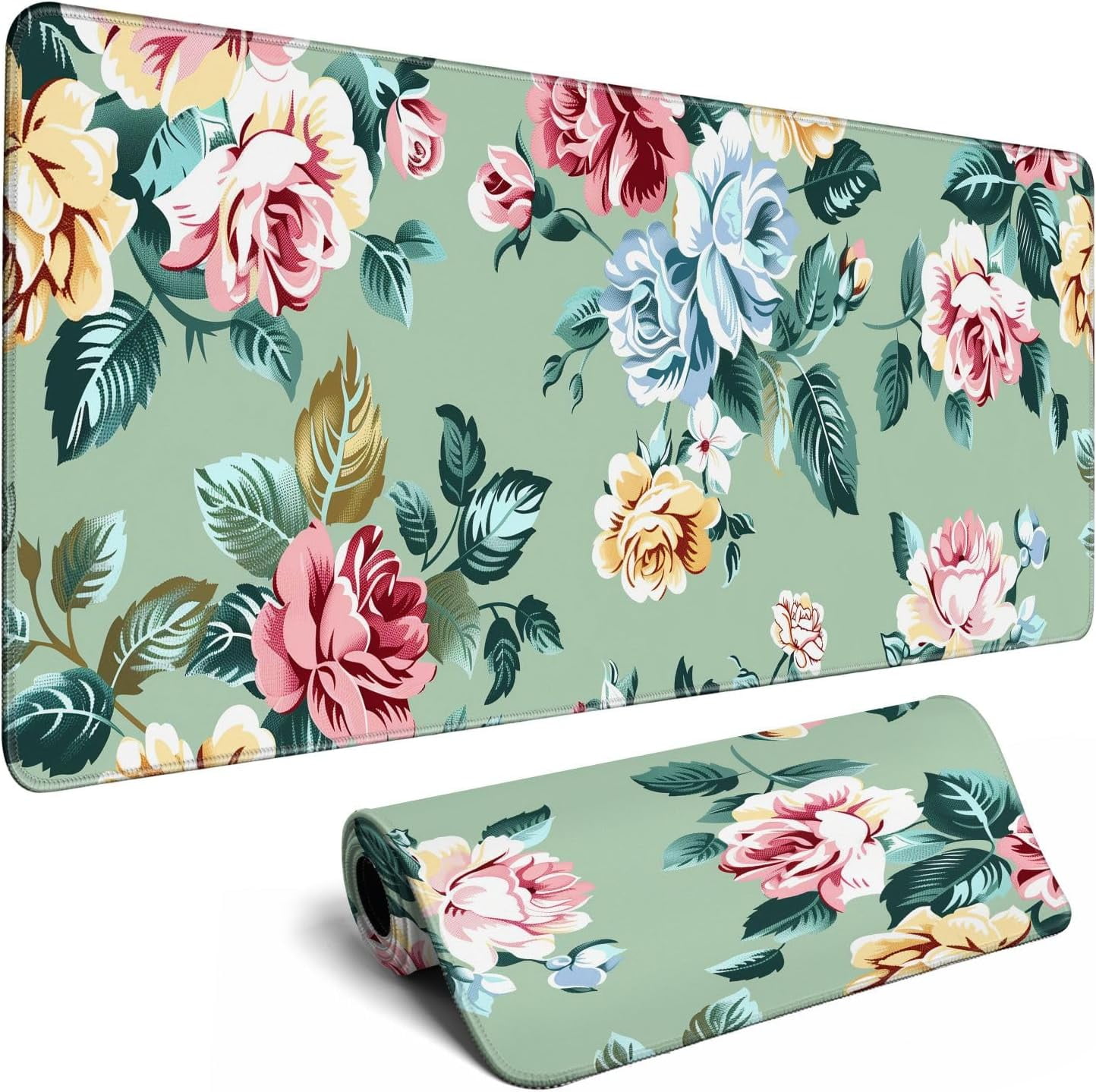 XL Mouse Pad Gaming Kawaii Cute Retro Rose Floral Extra Large Mousepad ...