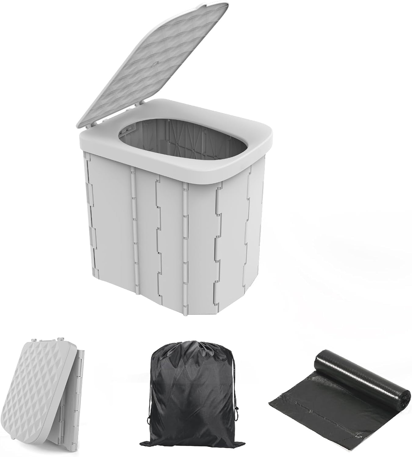 XL Portable Folding Toilet with Lid - Travel Portable Potty for Adults ...