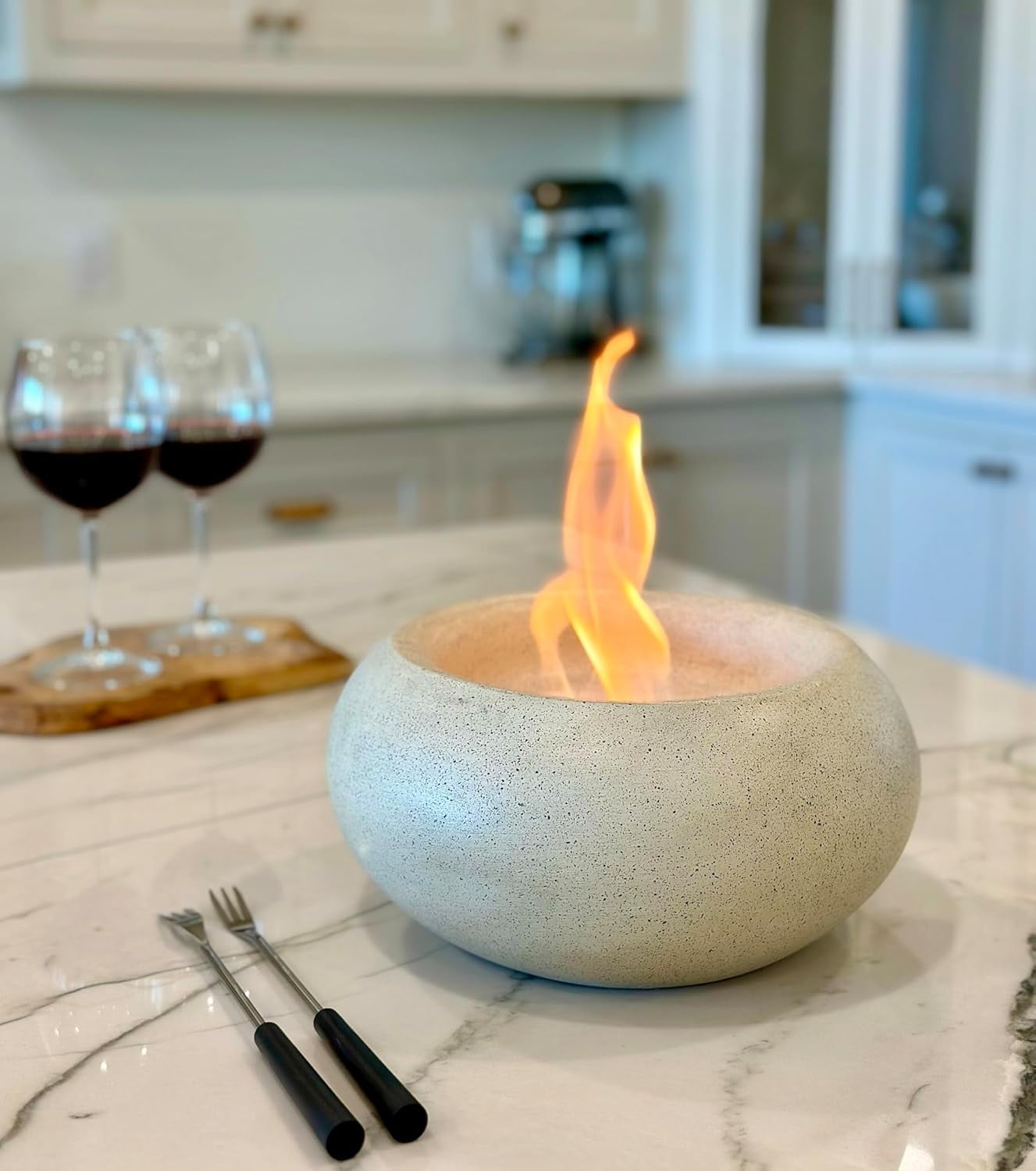 XL Portable Table Top Fire Pit - Durable, Concrete Indoor Fire Pit ...