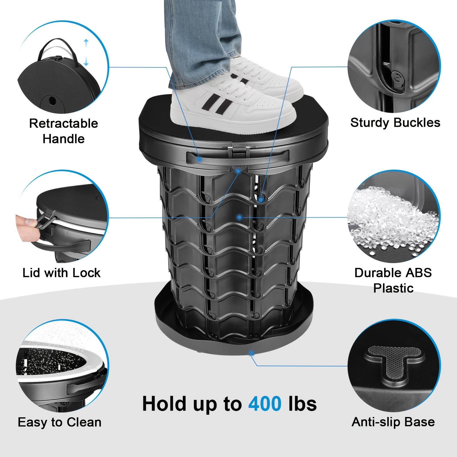 XL Portable Toilet for Adults, 16.5'' Camping Toilet with Lid and ...